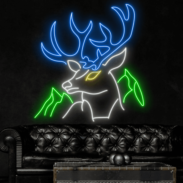 Craftnamesign Mountain Deer Neon Sign, Deer Wall Art, Deer Wall Decor ...