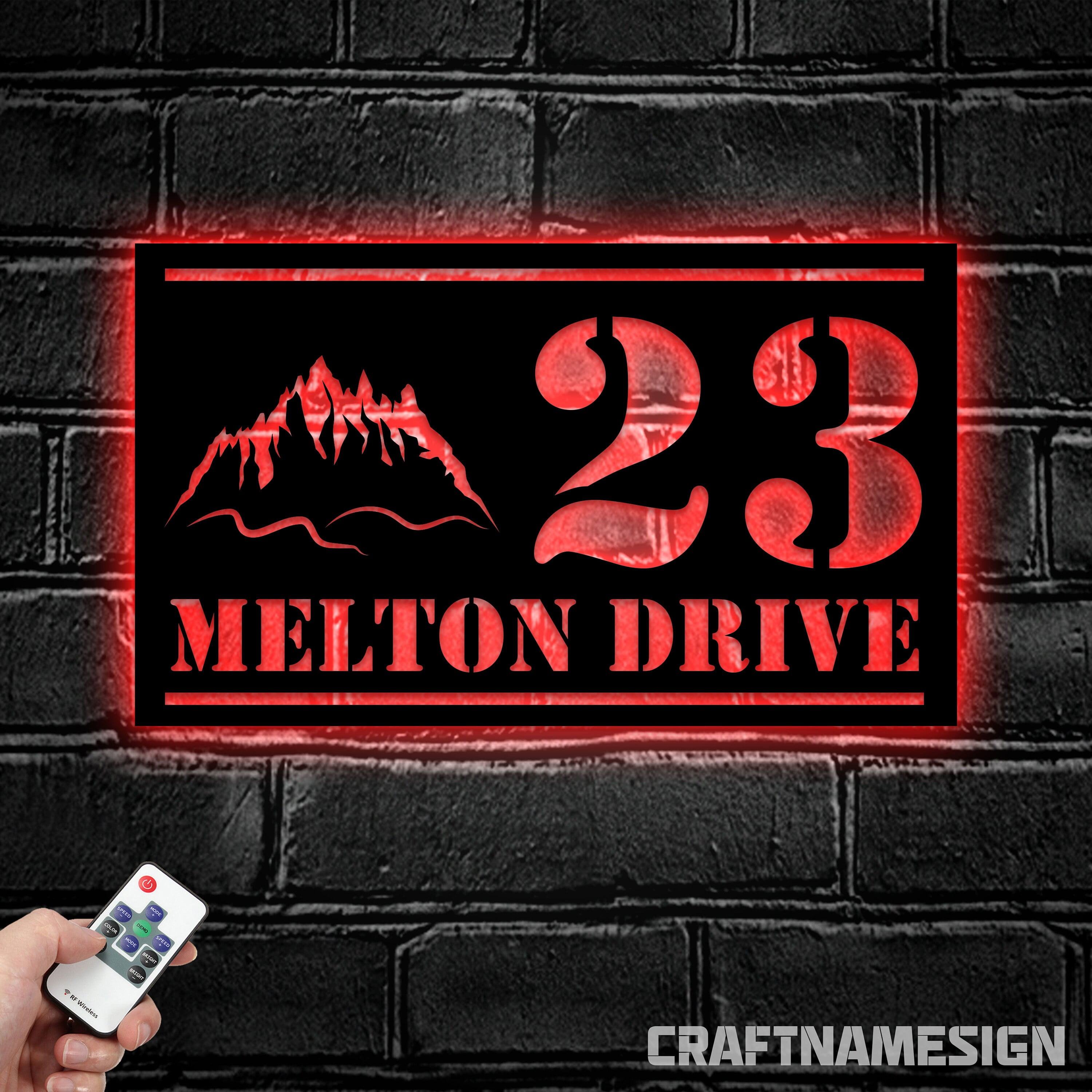 Craftnamesign Mountain House Number Metal Sign LED Light, Custom ...