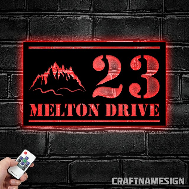 Craftnamesign Mountain House Number Metal Sign LED Light, Custom ...