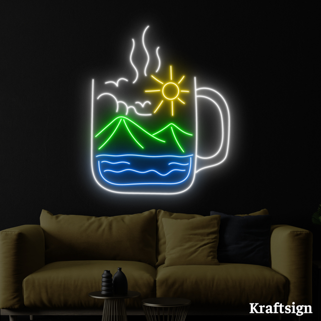 Craftnamesign Mountain In Hot Cup Neon Sign, Coffee Shop Decor, Room Decor - Walmart.com