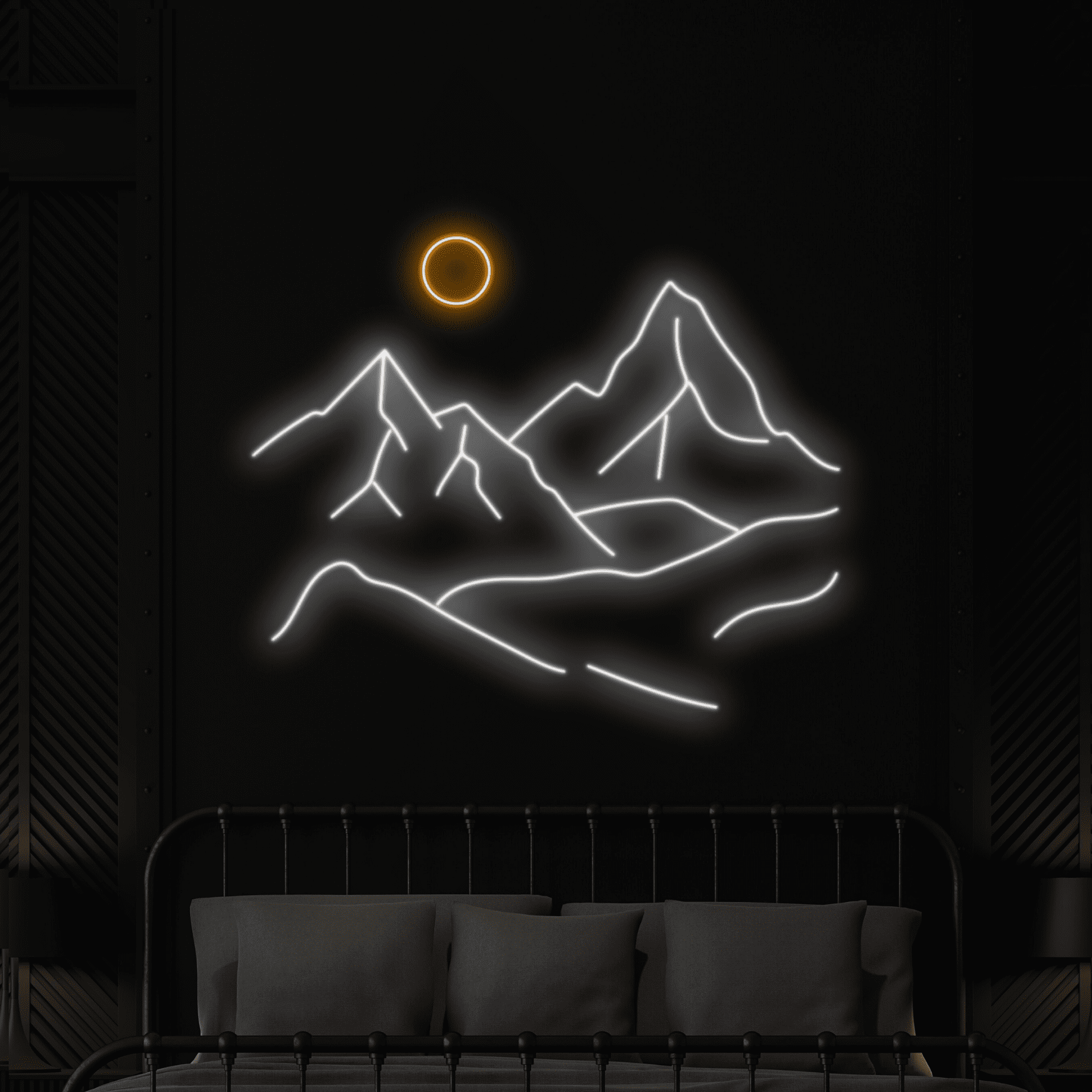 Craftnamesign Mountain Sun Neon Sign, Landscape LED Sign, Bedroom Wall ...