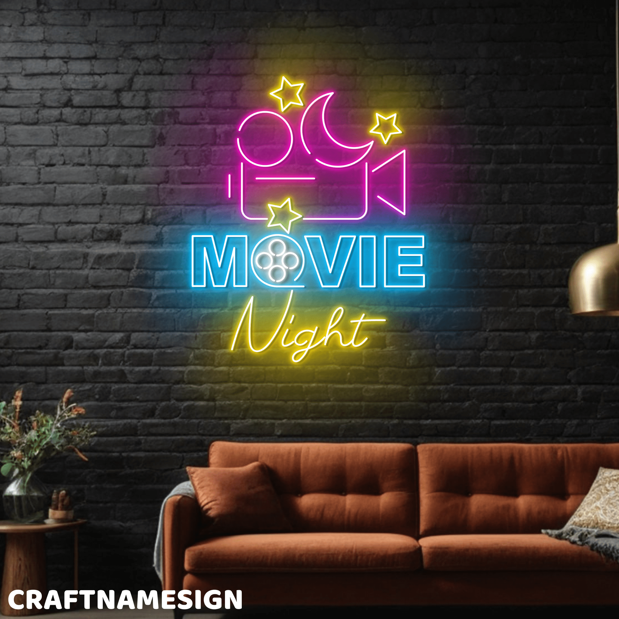 Craftnamesign Movie Night Neon Light For Home Theater Wall Decor ...