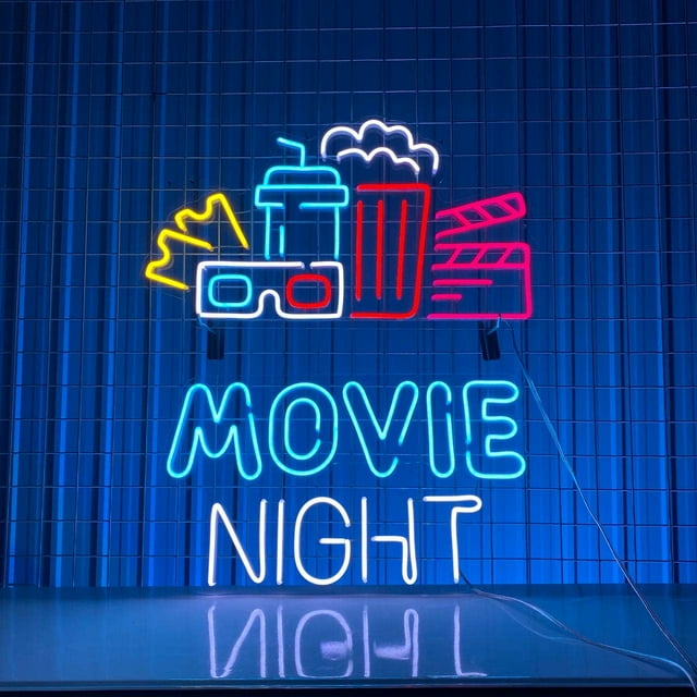 Craftnamesign Movie Night Neon Sign, Cinema Movie Theatre Decor, Cinema ...