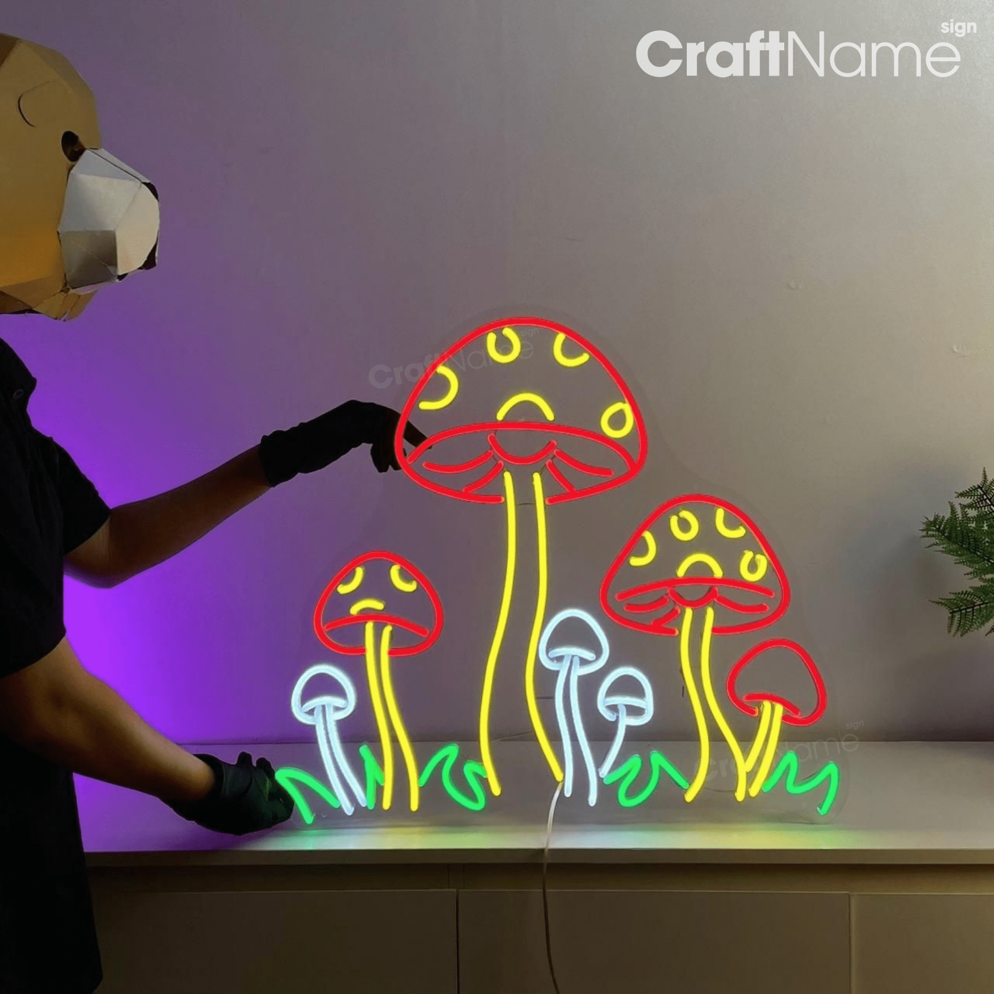 Craftnamesign Mushroom Garden Led Light for Vegetable Store Wall Art ...