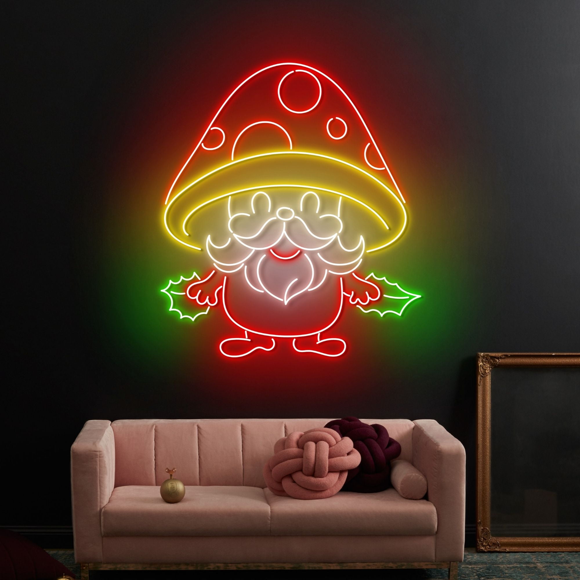 Craftnamesign Mushroom Santa Neon Light Wall Art, Mushroom Christmas ...