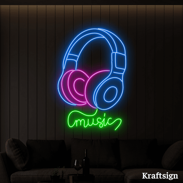 Craftnamesign Music Neon Sign, Headphone Shop LED Sign, Music Shop ...