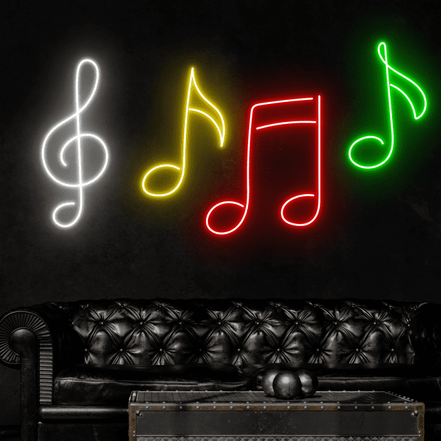 Craftnamesign Music Neon Sign, Music Notes Wall Art for Musician Music ...