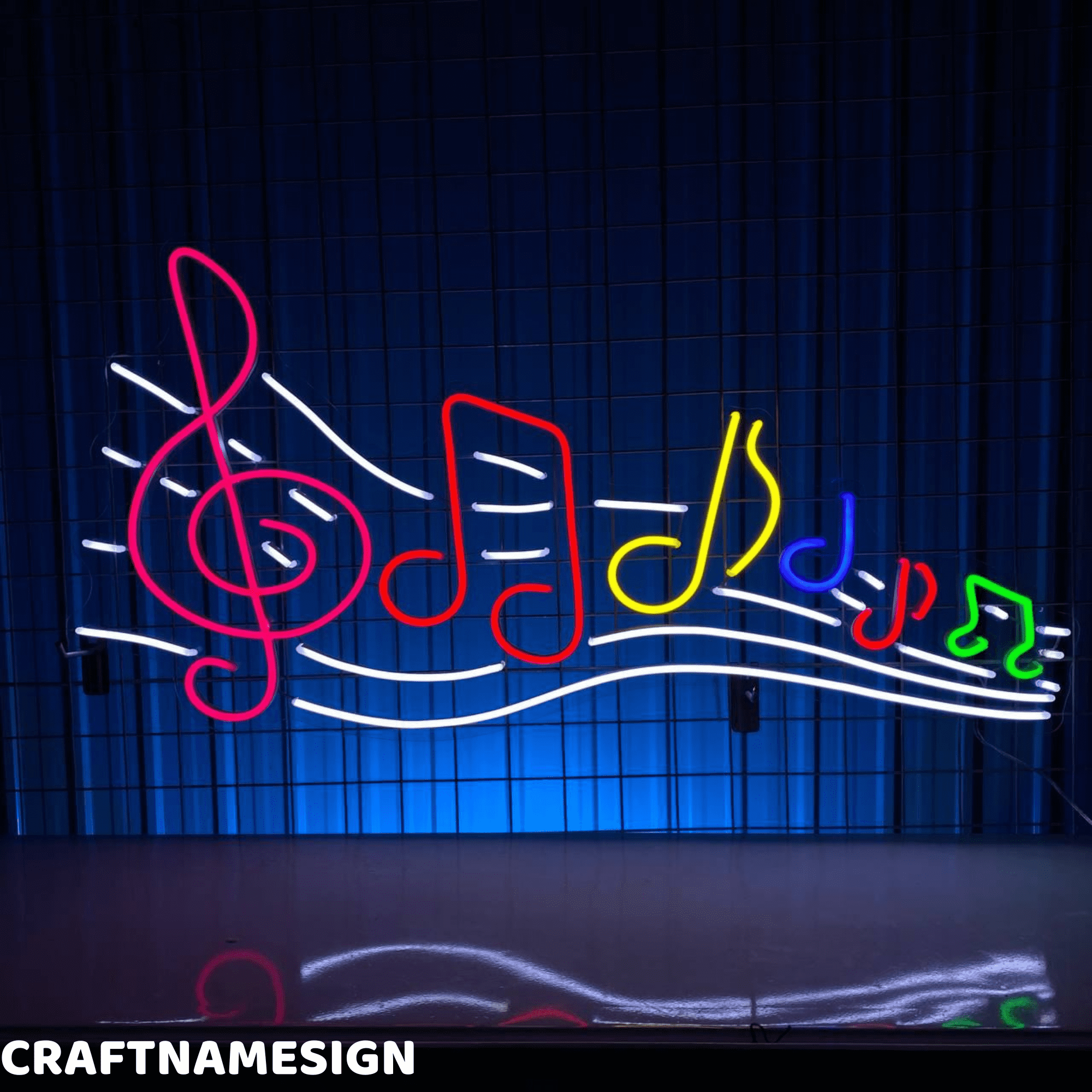 Craftnamesign Music Notes on Stave Led Sign, Music Flow Wall Art, Live ...