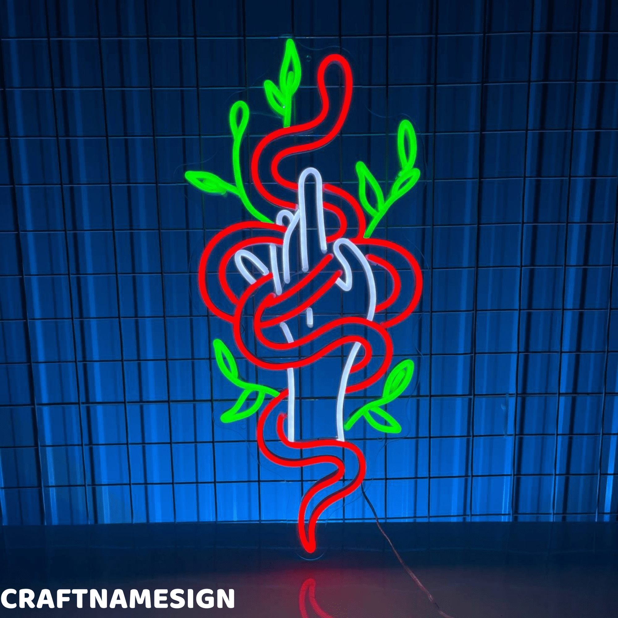 Craftnamesign Mystery Snake Hand Leaves Led Sign, Snake Wall Decor ...