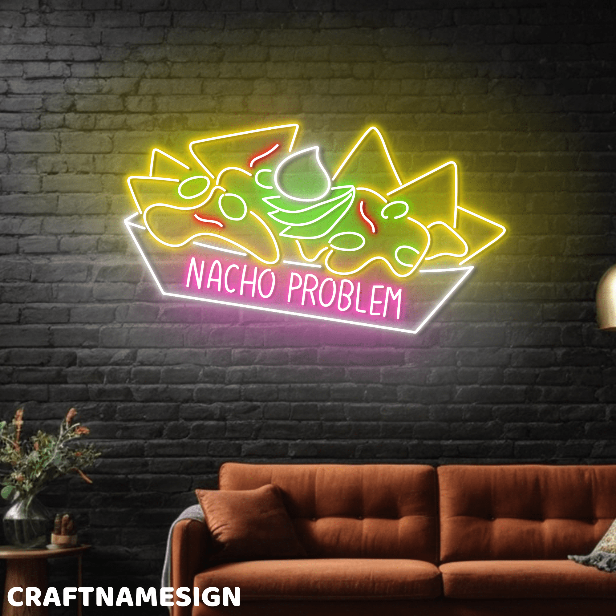 Craftnamesign Nacho Problem Neon Sign, Restaurant Wall Art, Nacho Wall ...