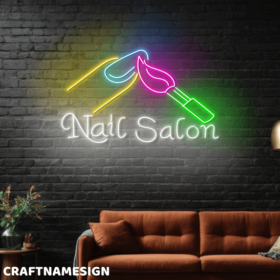 Craftnamesign Nail Salon Neon Sign, Lashes Wall Sign, Wall Decor For ...