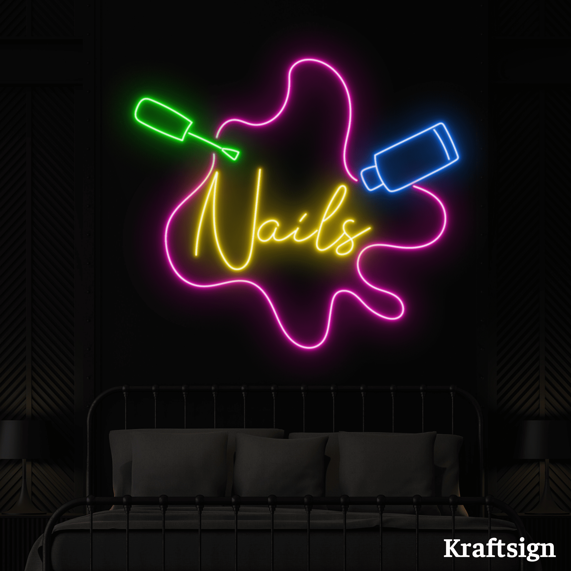 Craftnamesign Nails Neon Sign, Nails Room LED Sign, Nails Shop Wall Art ...