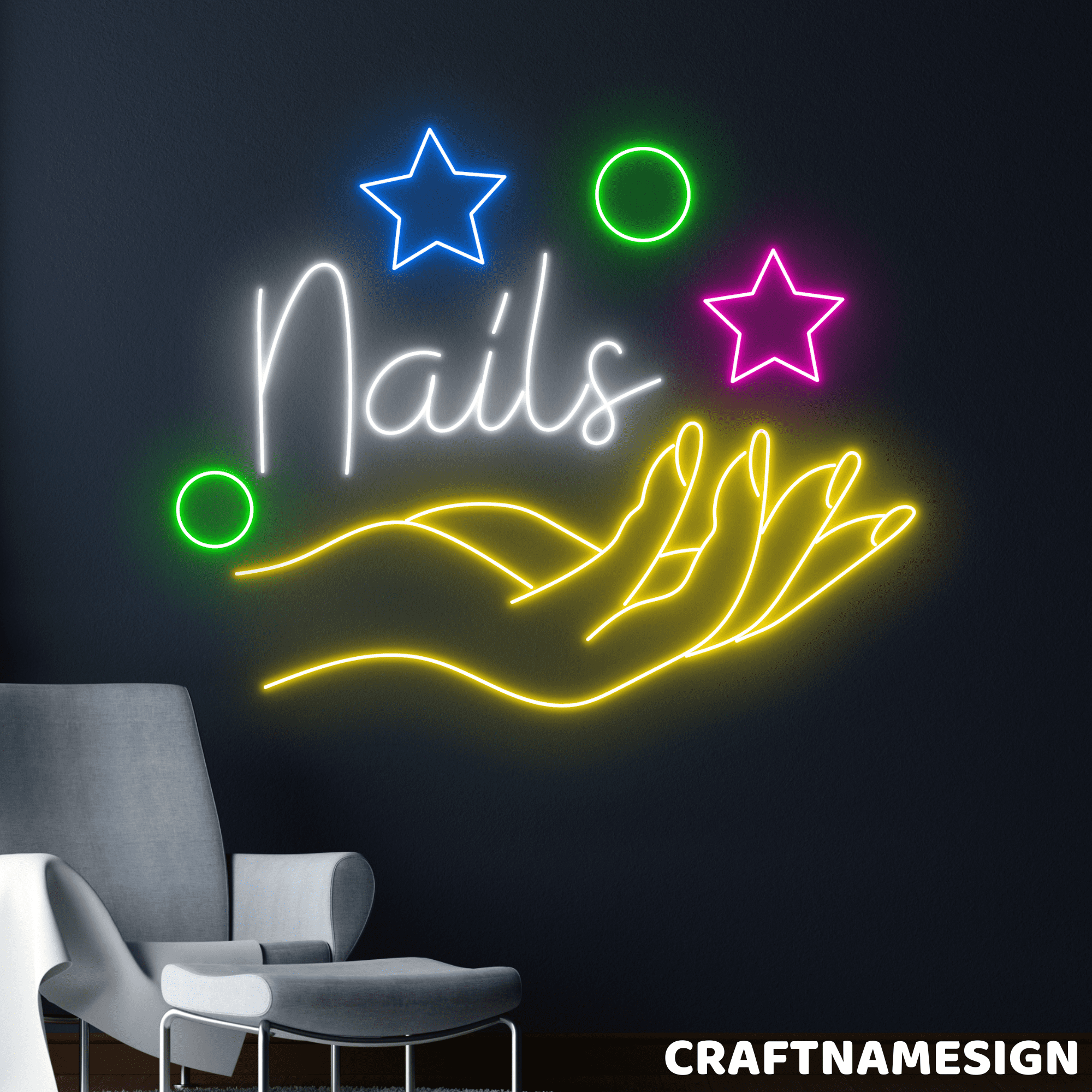 Craftnamesign Nails Neon Sign, Nails Spa Wall Art, Beauty Salon Wall ...