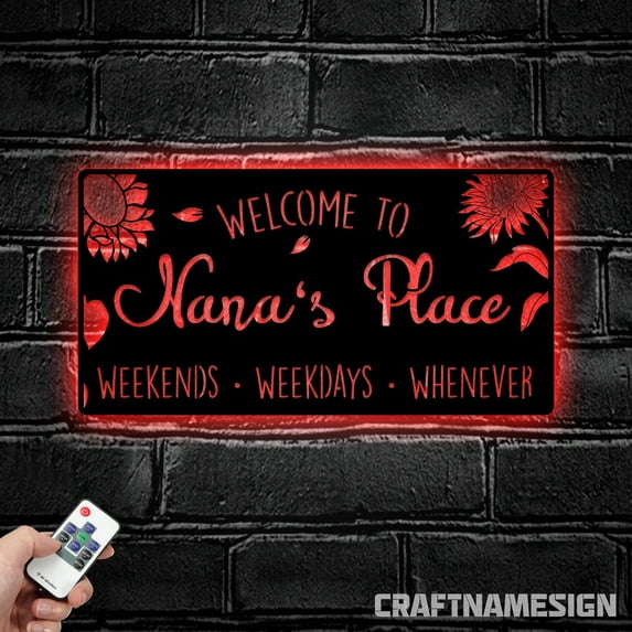 Craftnamesign Nana's Place Decor Metal Wall Art LED Light, Personalized ...