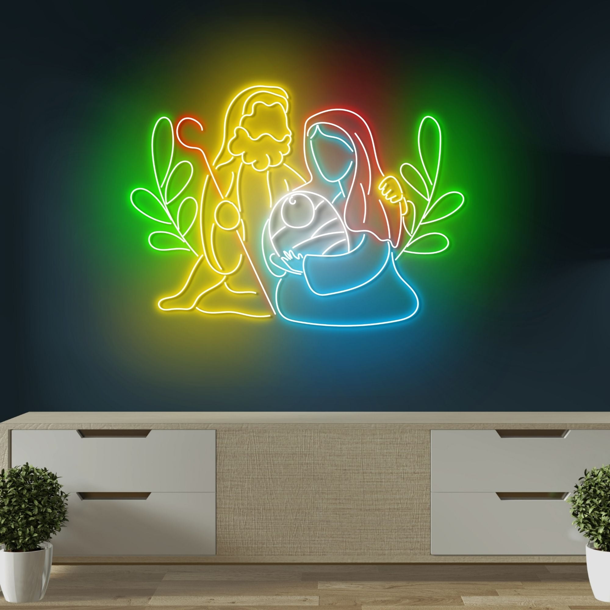 Craftnamesign Nativity Scene LED Light, Nativity Scene Christmas Decor ...