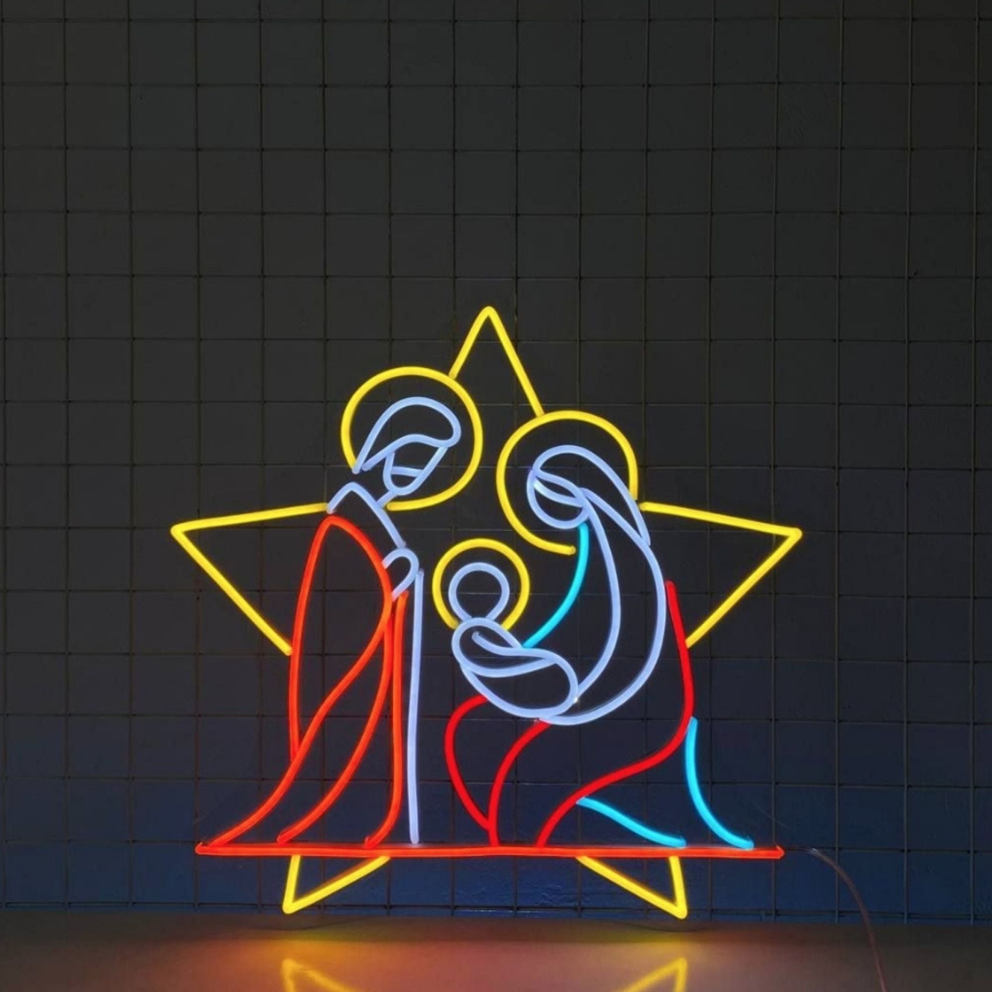Craftnamesign Nativity Scene Star Neon Light, Holy Night Sign Wall Art ...
