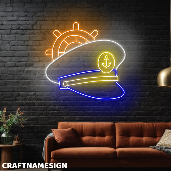 Craftnamesign Navy Captain Hat Neon Light For Wall Decor, Store LED ...