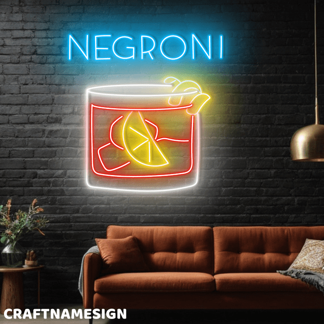 Craftnamesign Negroni Neon Sign, Bar Pub Wall Art, Cocktail Wall Sign ...
