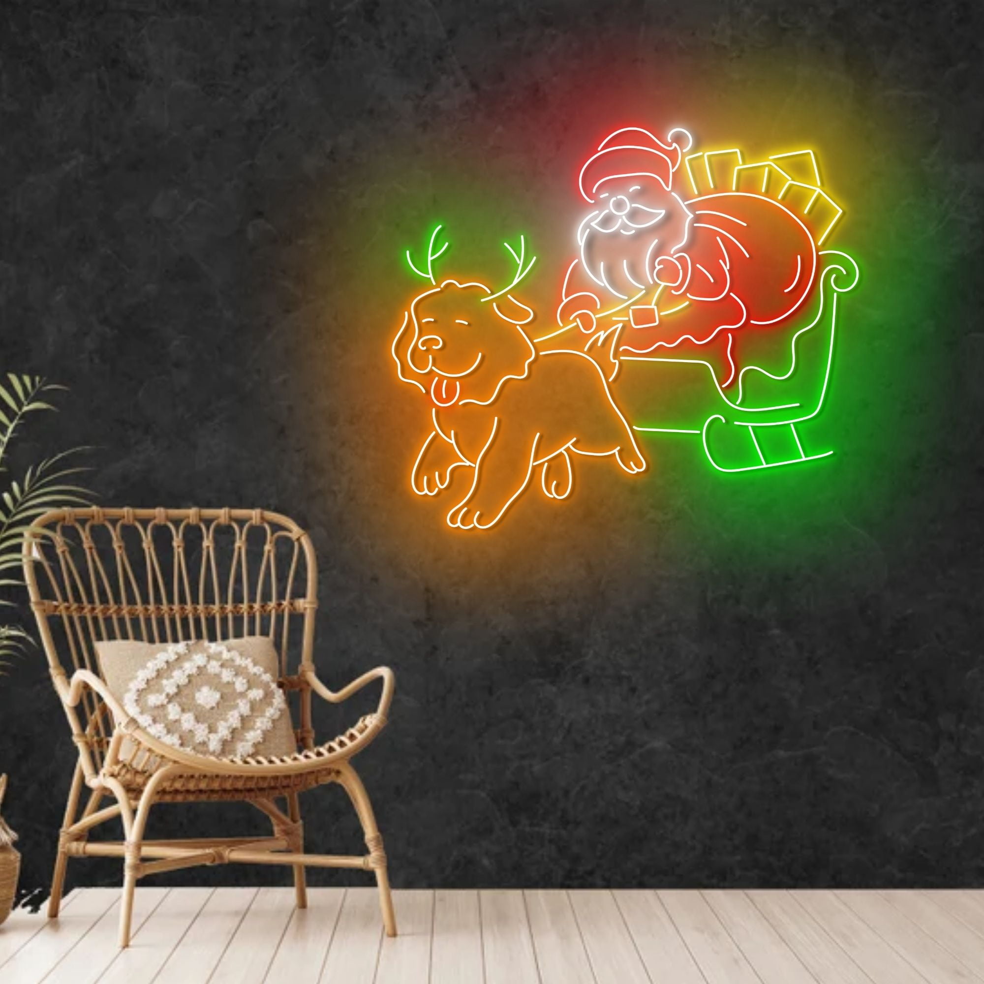 Craftnamesign Newfoundland Dog Santa Neon Light, Pet Shop Christmas ...