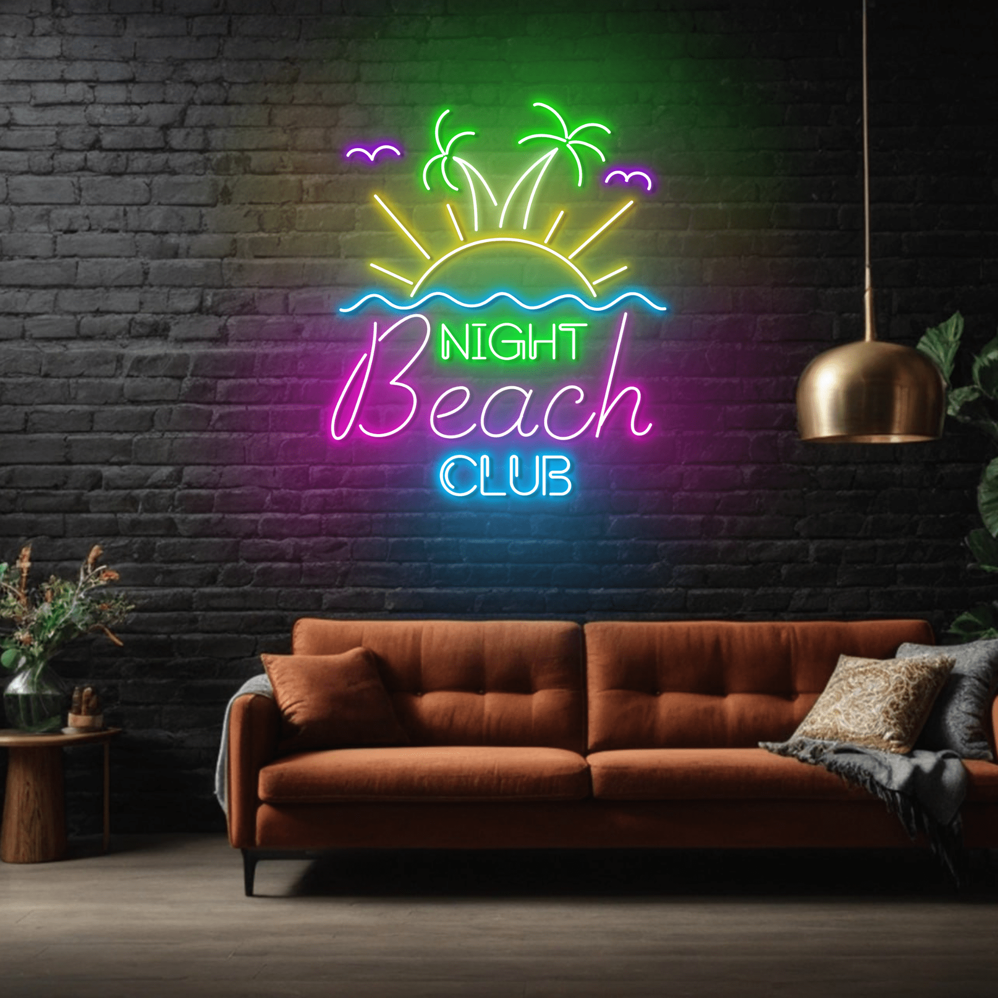 Craftnamesign Night Beach Club Neon Sign, Night Club Wall Sign, Open ...