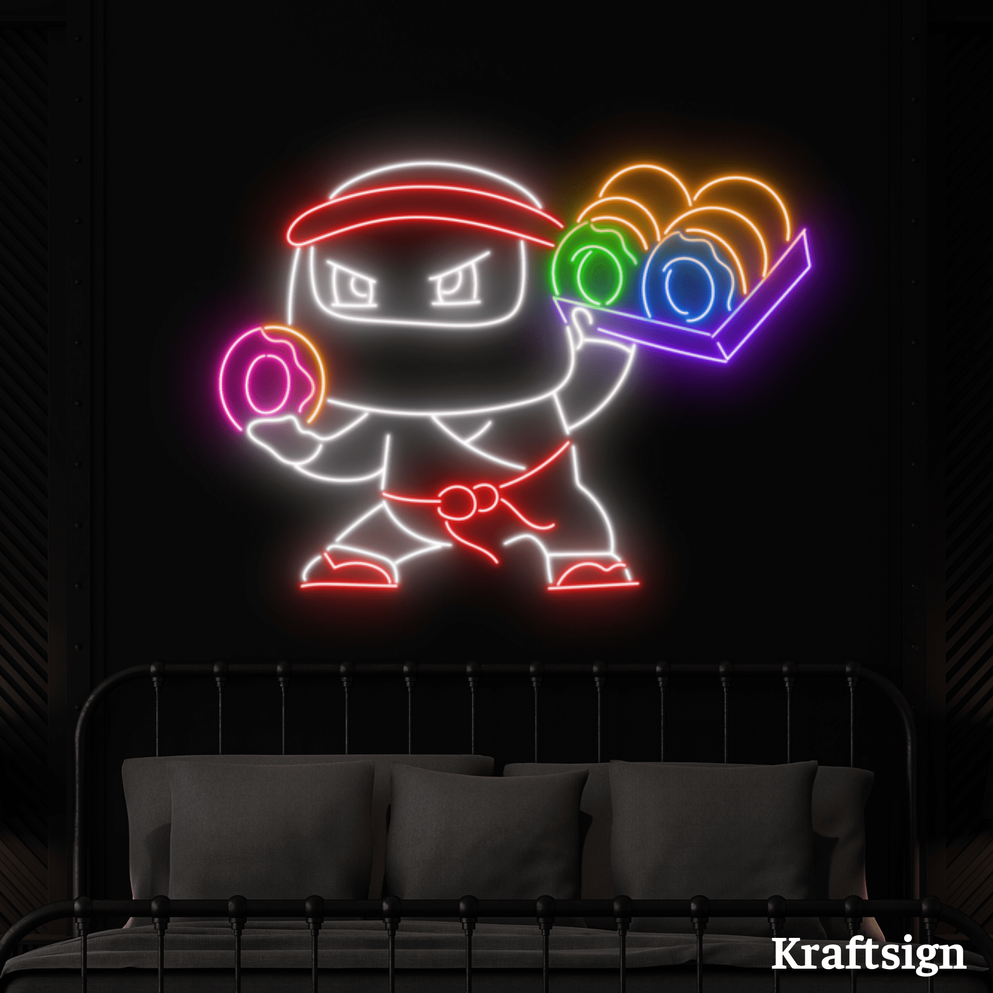 Craftnamesign Ninja Donut Neon LED Sign, Donut Shop Decor, Bakery Wall ...
