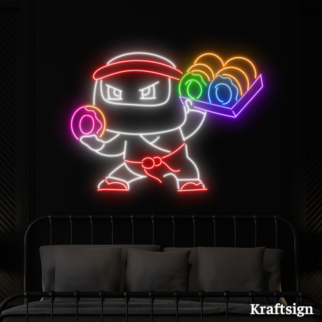Craftnamesign Ninja Donut Neon LED Sign, Donut Shop Decor, Bakery Wall ...