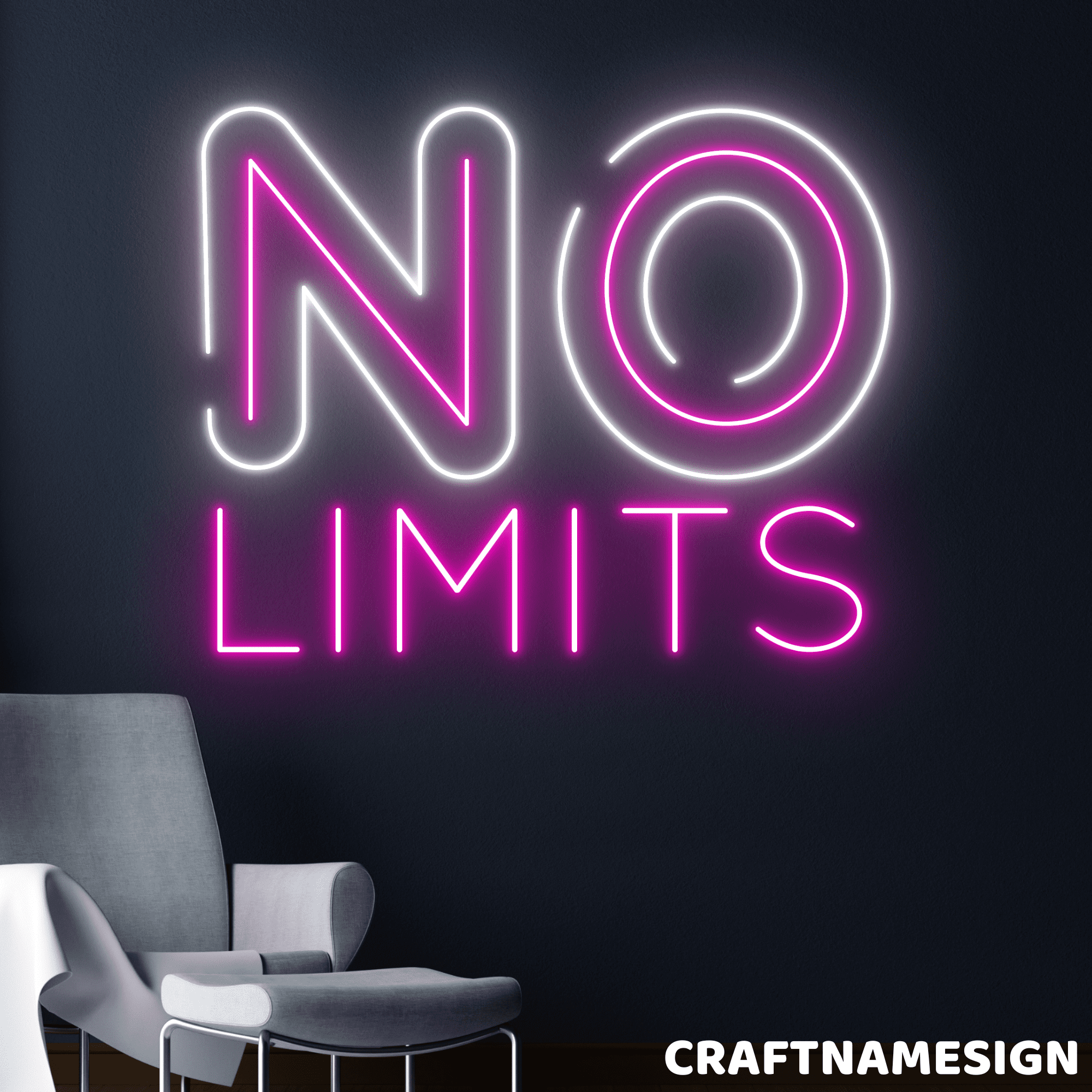 Craftnamesign No Limits Neon Sign, Bedroom Wall Art, Inspirational Wall ...