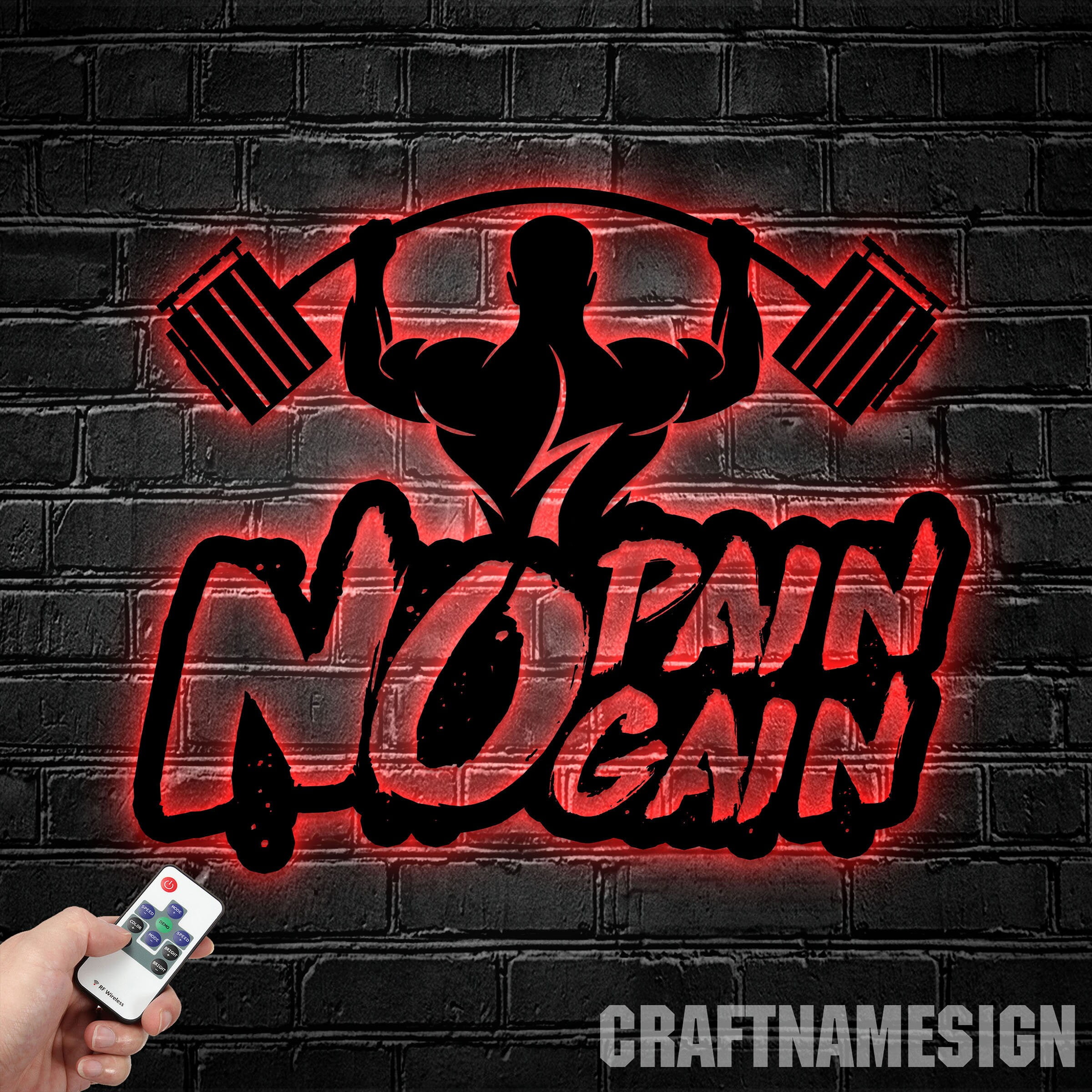 Craftnamesign No Pain No Gain Metal Sign, Custom Fitness Room Sign, Gym ...