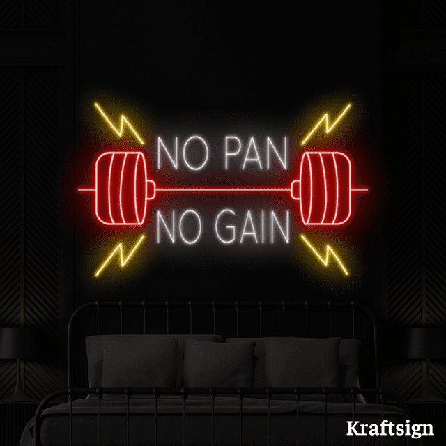 Craftnamesign No Pain No Gain Neon Sign, Gym Club LED Sign, Man Cave ...