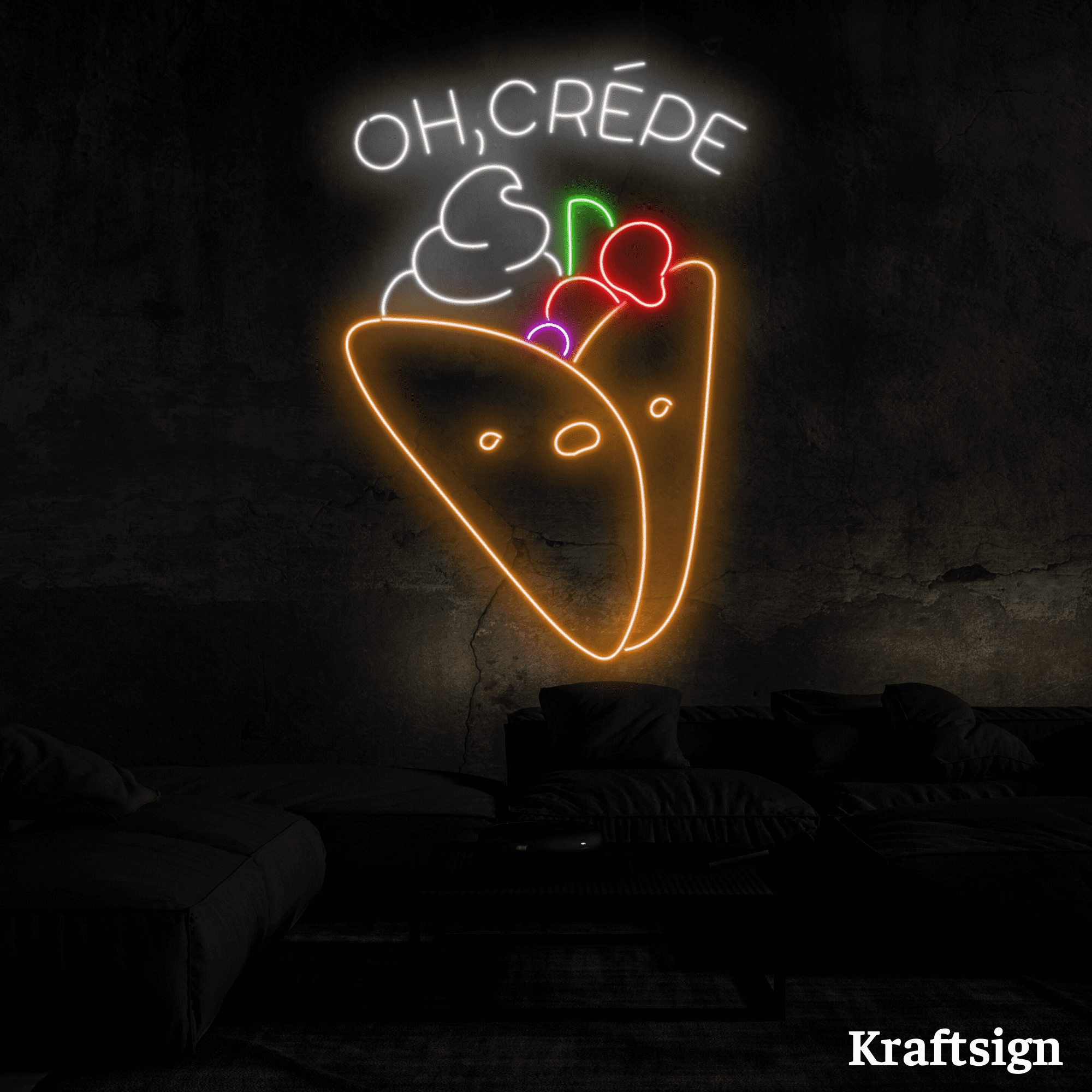 Craftnamesign Oh Crepe Neon Sign, Crepe Shop Decor, Crepe LED Signage ...