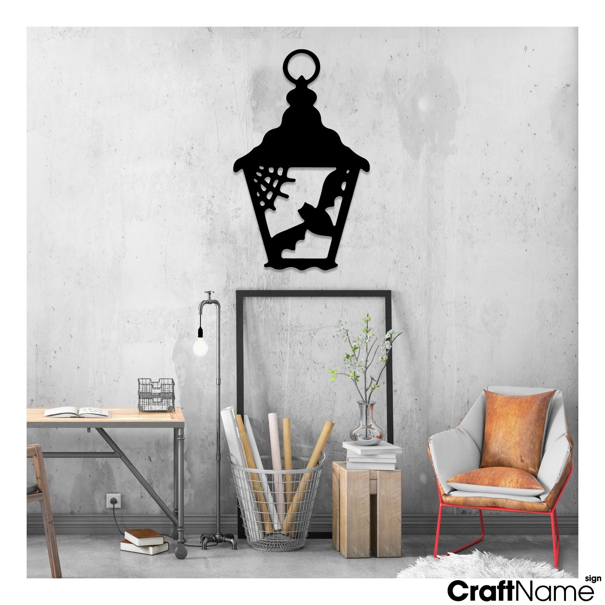 Craftnamesign Oil Lamp Wall Art LED Light, Halloween Sign Decoration ...
