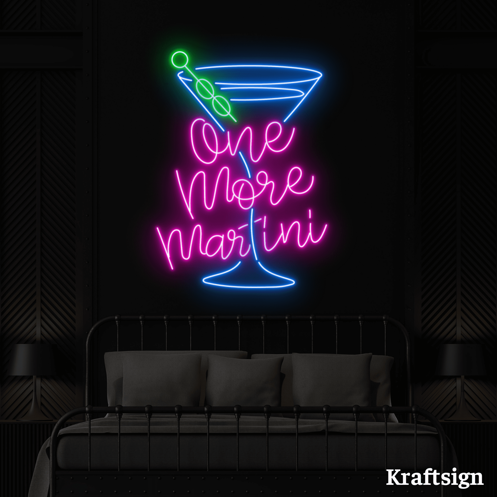 Craftnamesign One More Martini Neon Sign, Cocktail LED Sign, Bar Decor ...