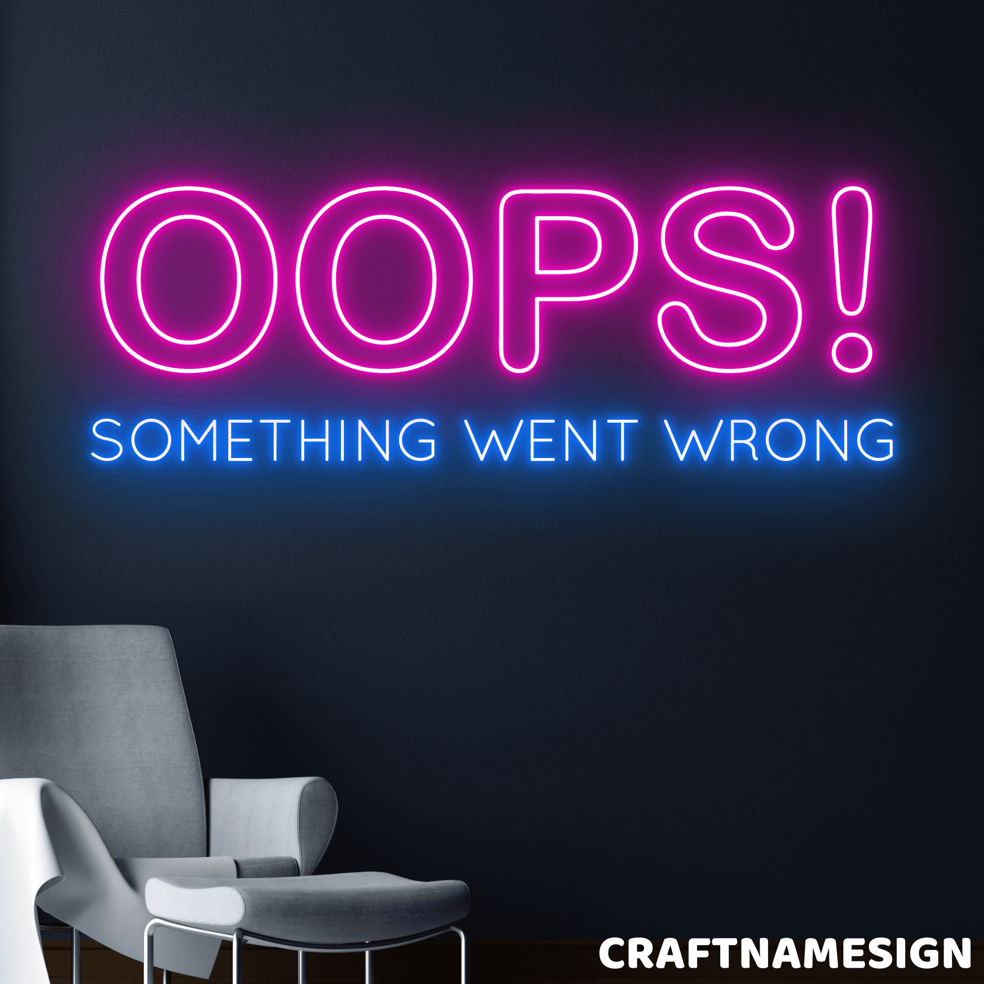 Craftnamesign Oops Neon Sign, Something Went Wrong Wall Art, Store Shop ...