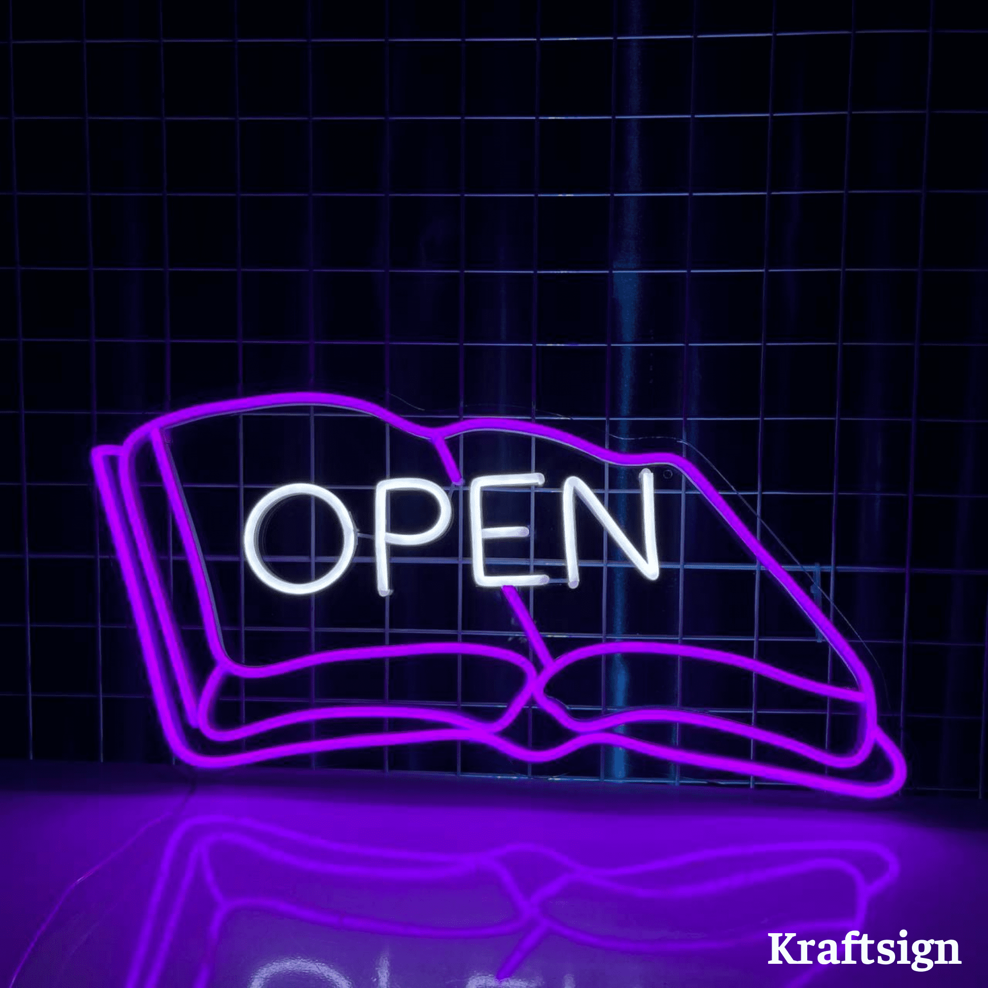 Craftnamesign Open Book Neon Sign, Book Store LED Sign, Library Decor ...