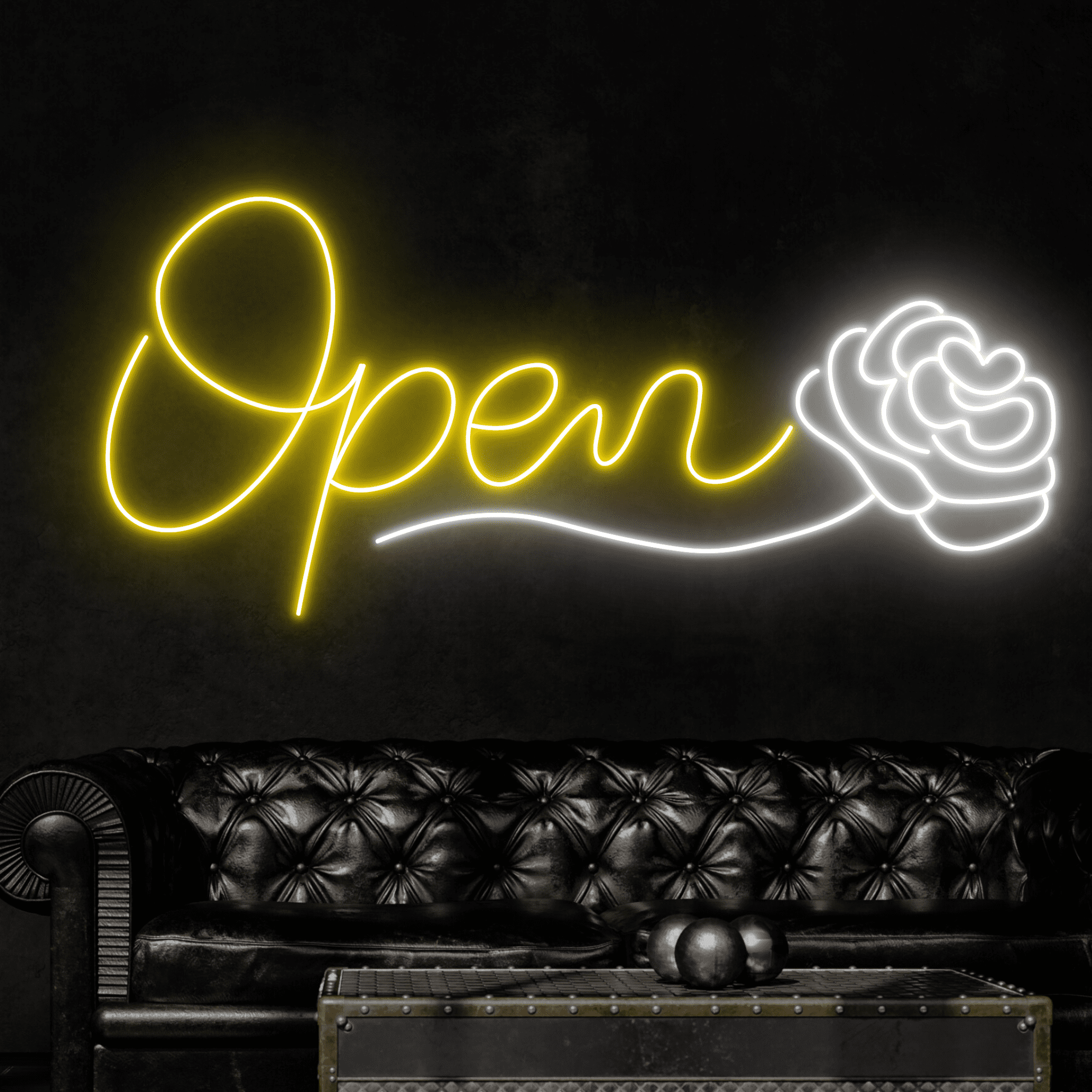 Craftnamesign Open Flower Neon Sign, Flower Wall Decor, Flower Wall Art ...