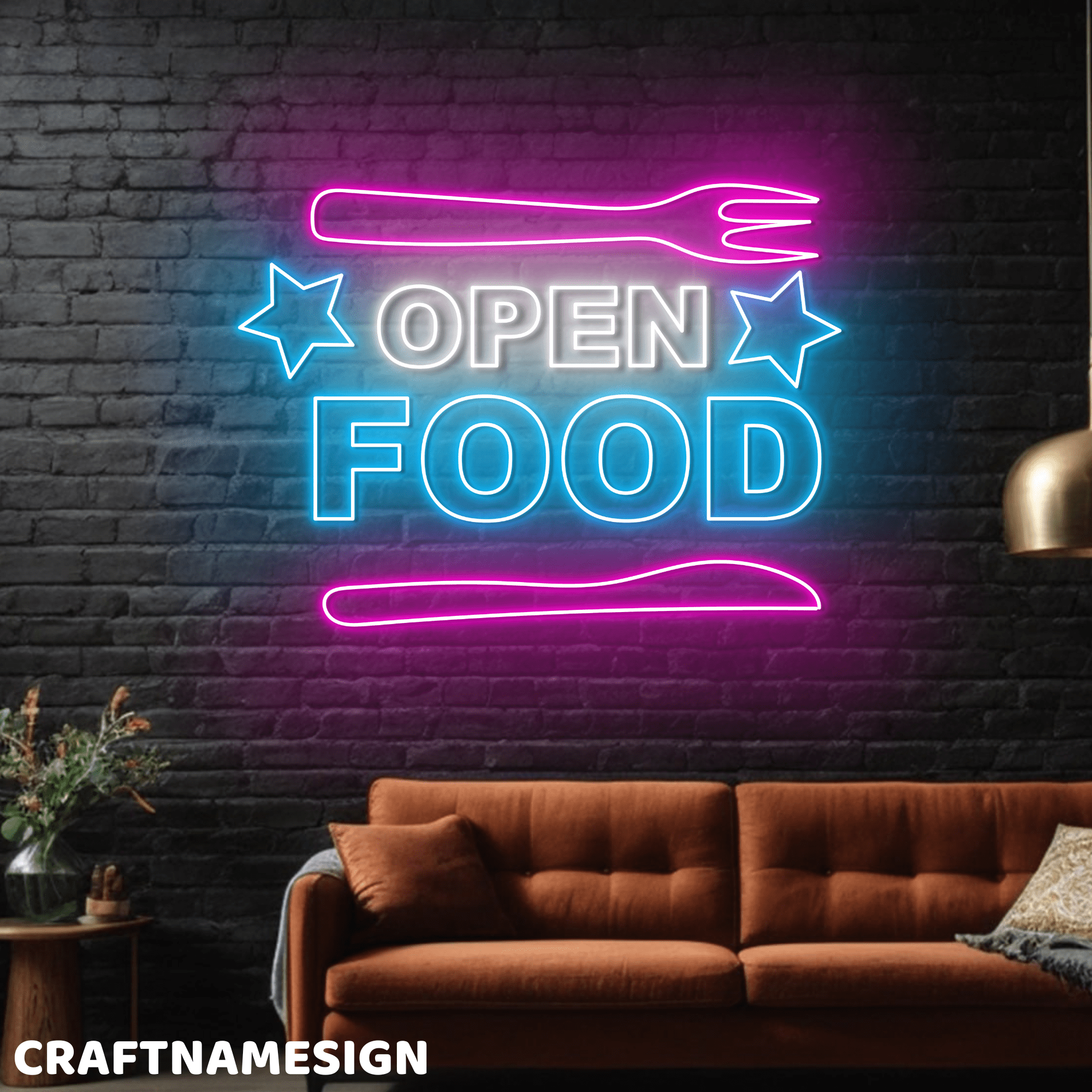 Craftnamesign Open Food Neon Light, Welcome Sign For Store Restaurant ...