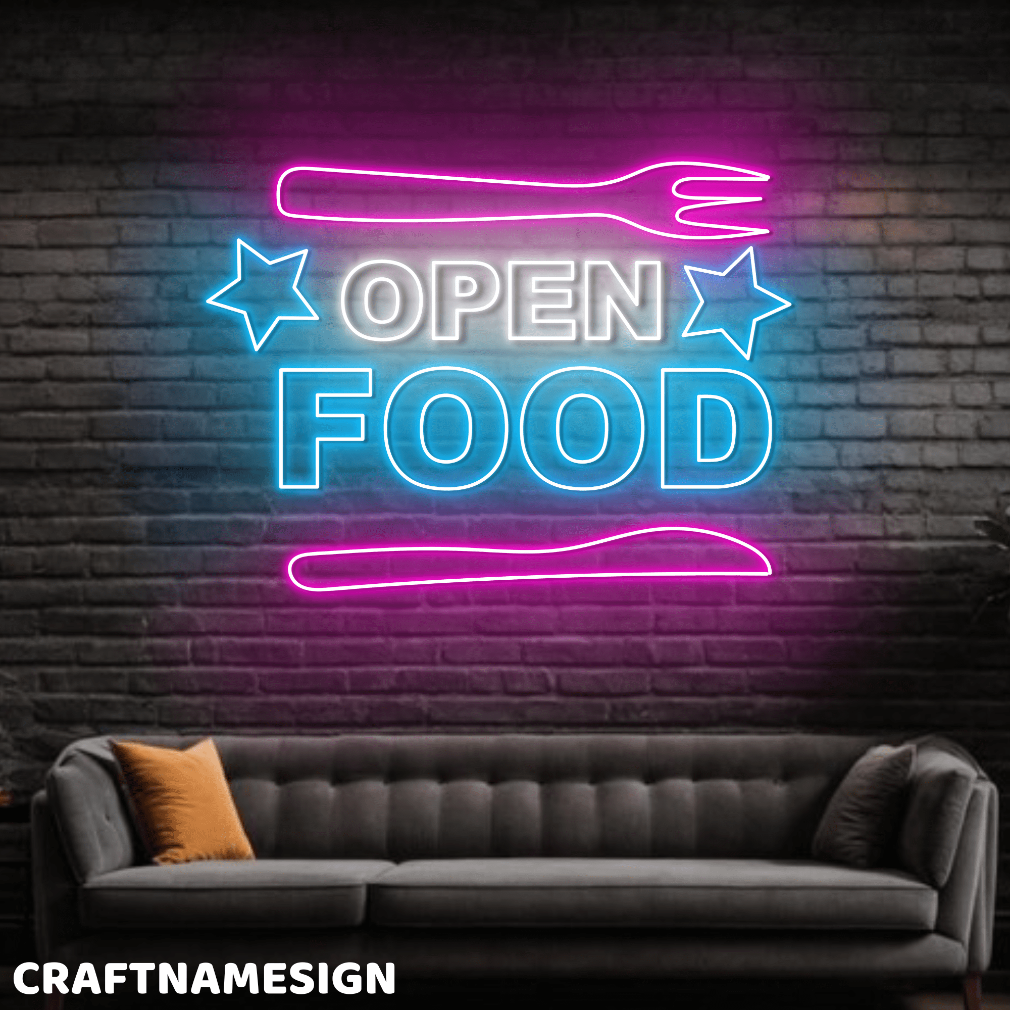 Craftnamesign Open Food Neon Light, Welcome Sign For Store Restaurant ...