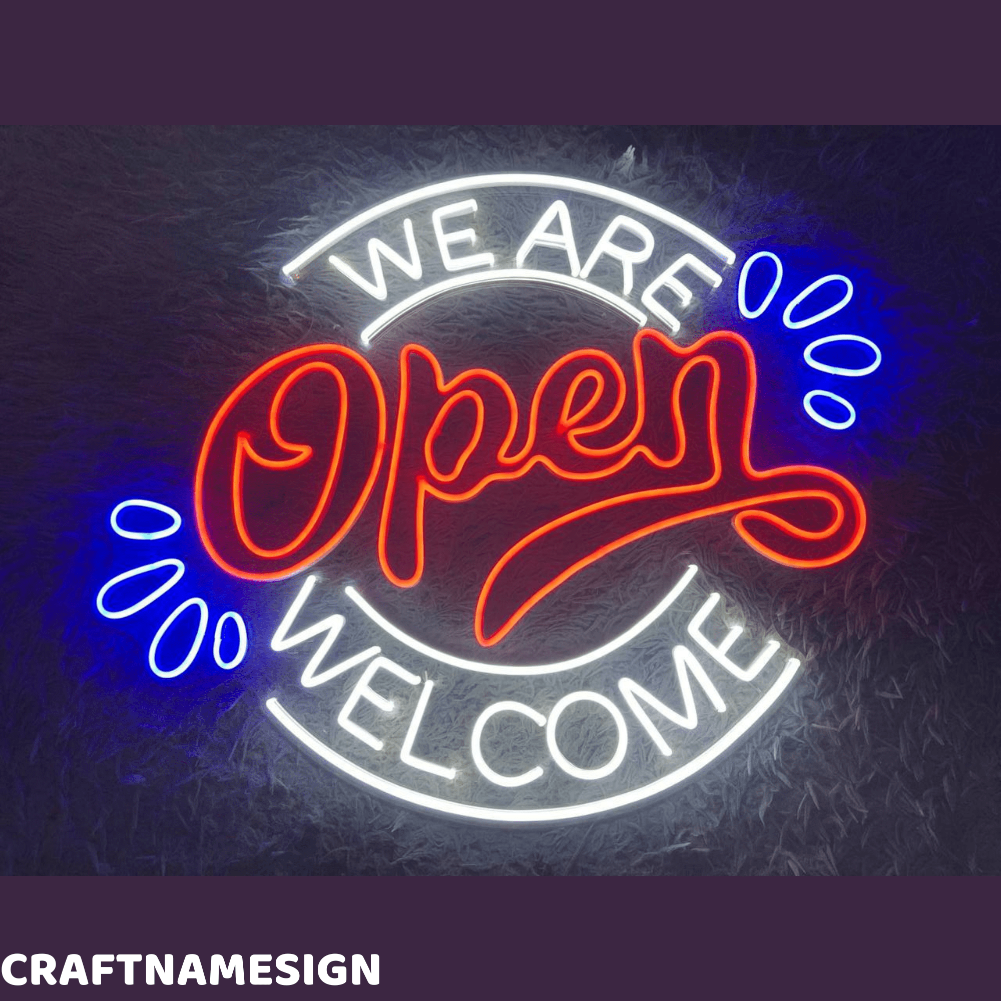 Craftnamesign Open Neon Sign, Welcome Led Light Sign, Open Store Wall ...