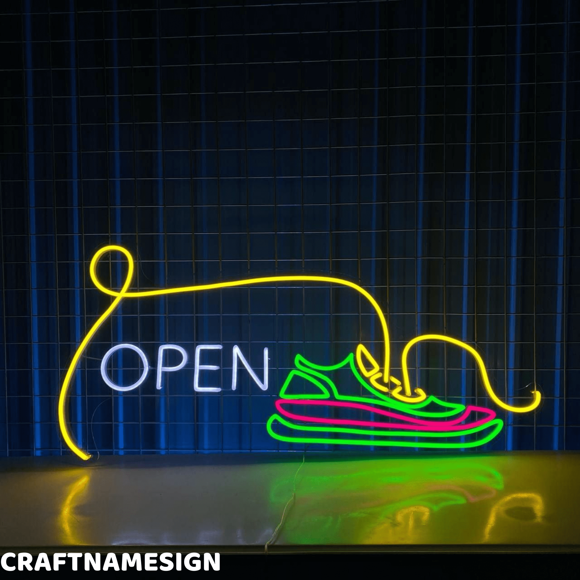 Craftnamesign Open Shoes Store Neon Sign, Sneaker Store Wall Decor ...