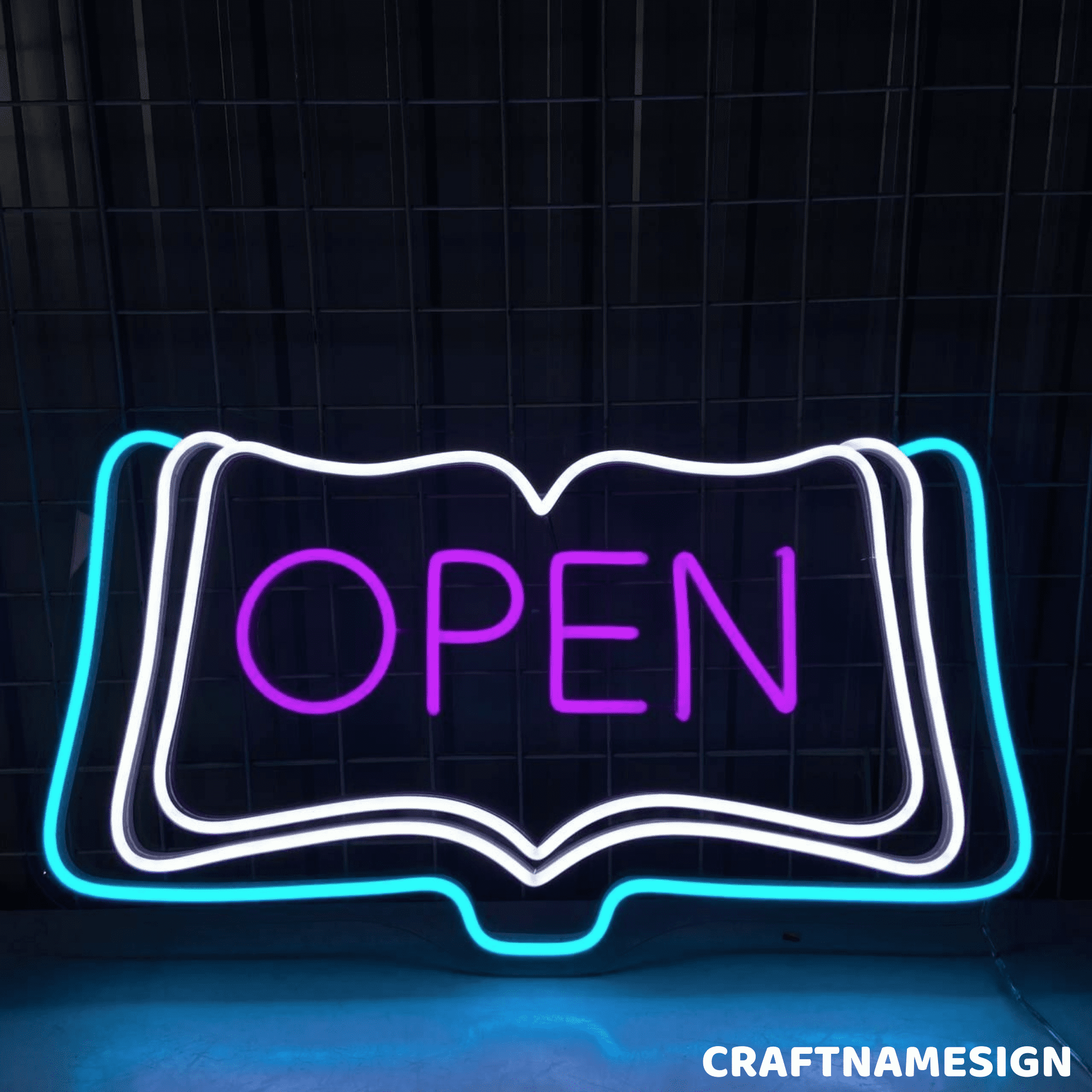 Craftnamesign Open Sign Logo Neon Light For Bookstore Library Wall ...