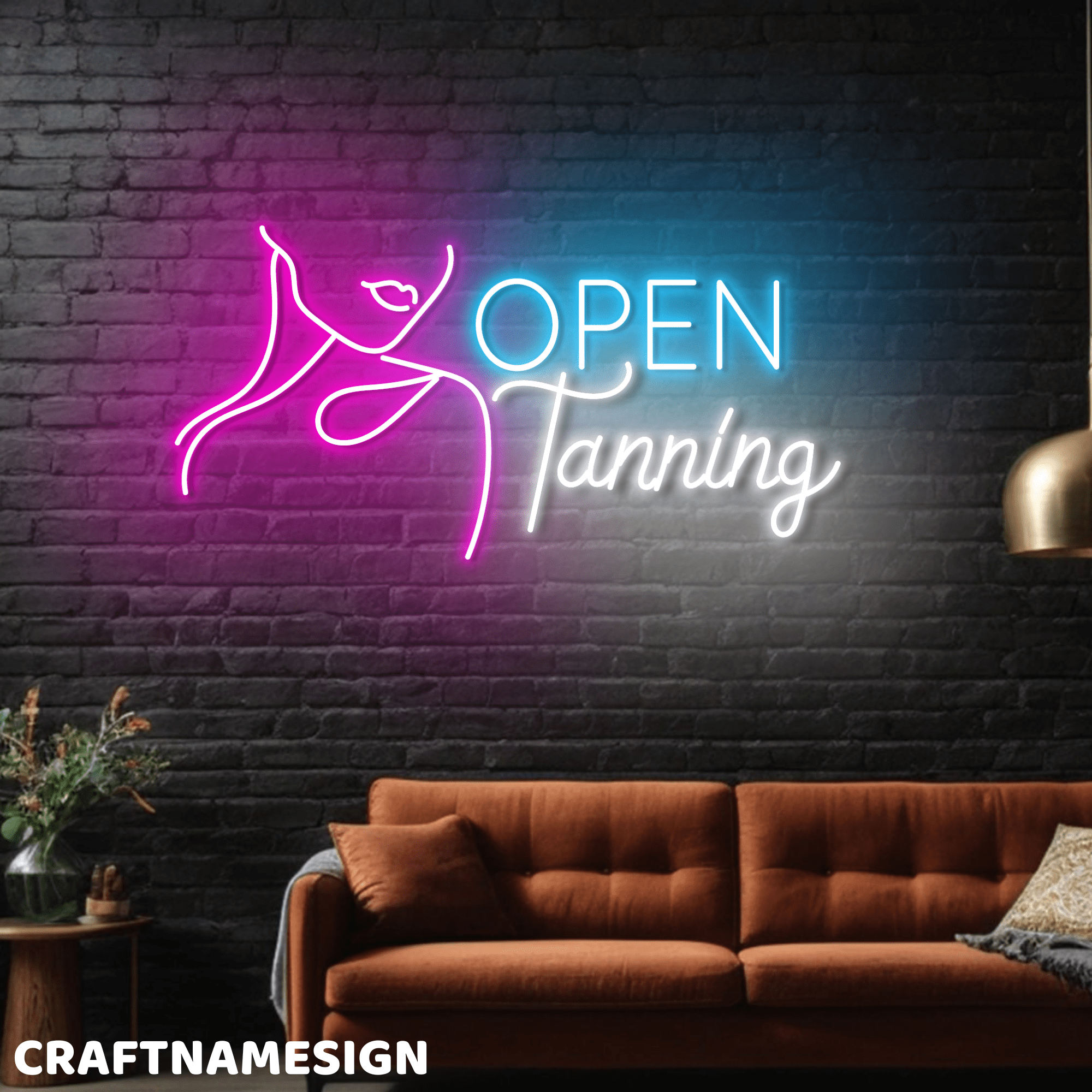 Craftnamesign Open Tanning Neon Light Wall Art, Welcome Sign Spa LED ...