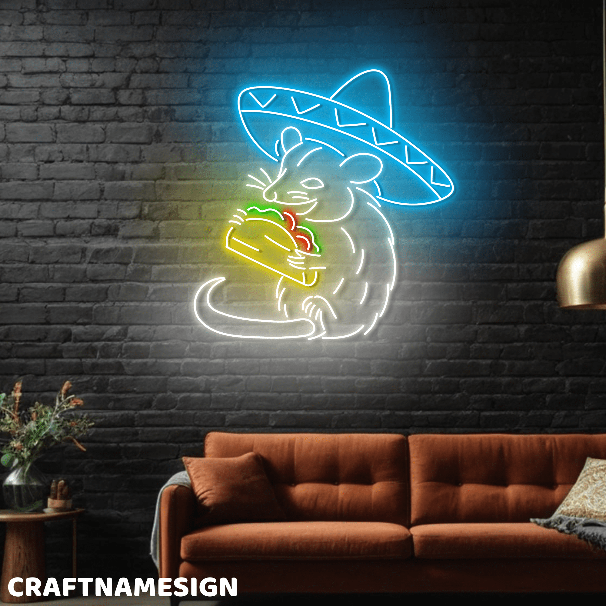 Craftnamesign Opossum Tacos Neon Light, Taco LED Sign For Mexican ...