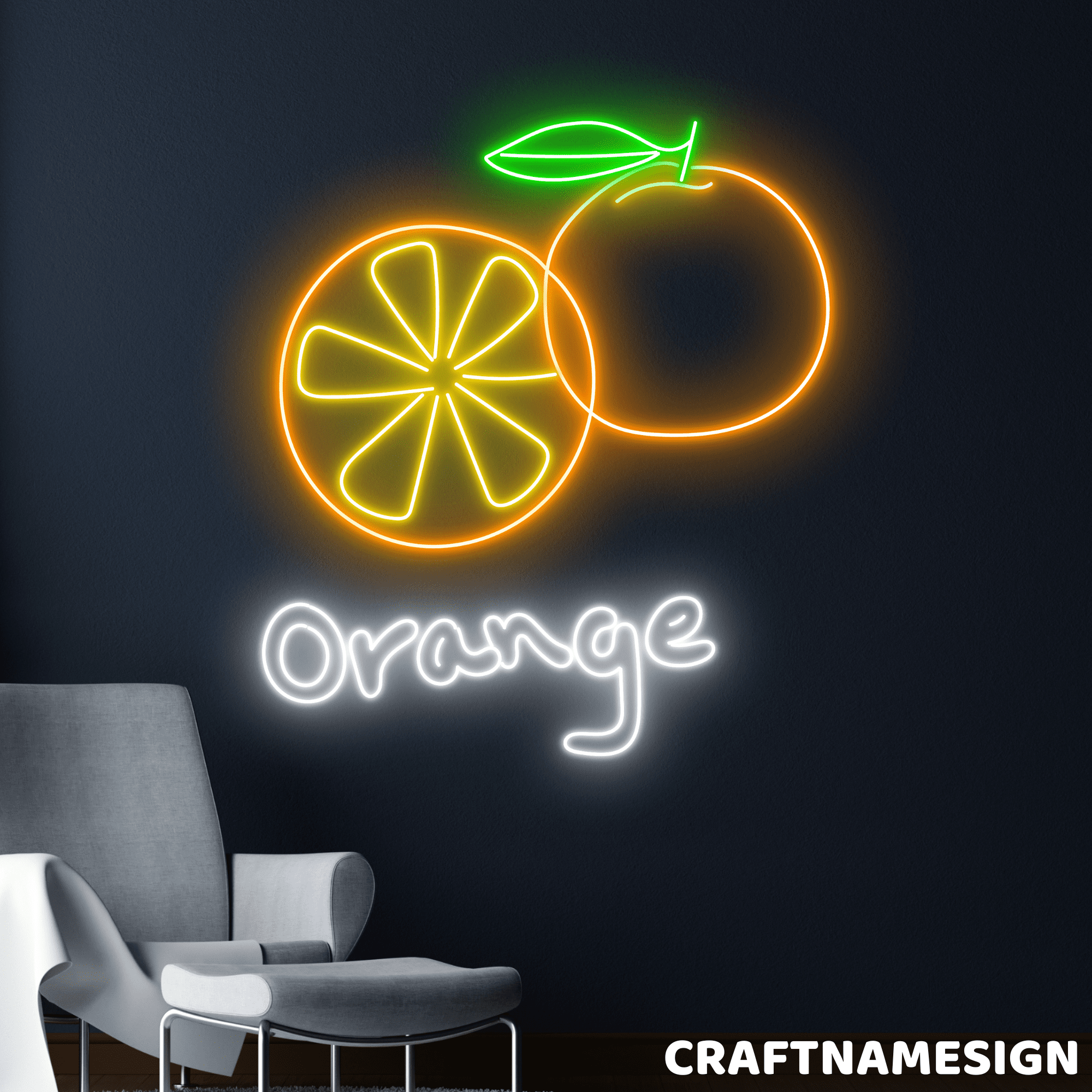 Craftnamesign Orange Neon Sign, Fruits Shop Wall Art, Juice Store Wall ...
