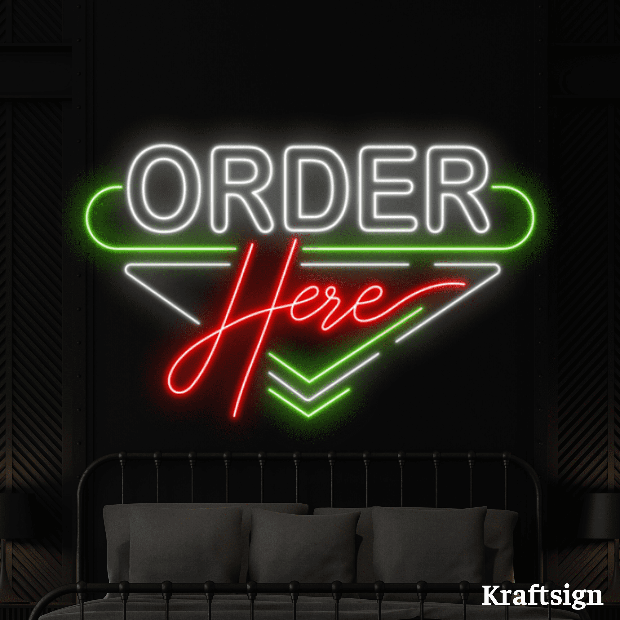 Craftnamesign Order Here Neon Sign, Eatery Food Signs, Coffee Shop ...
