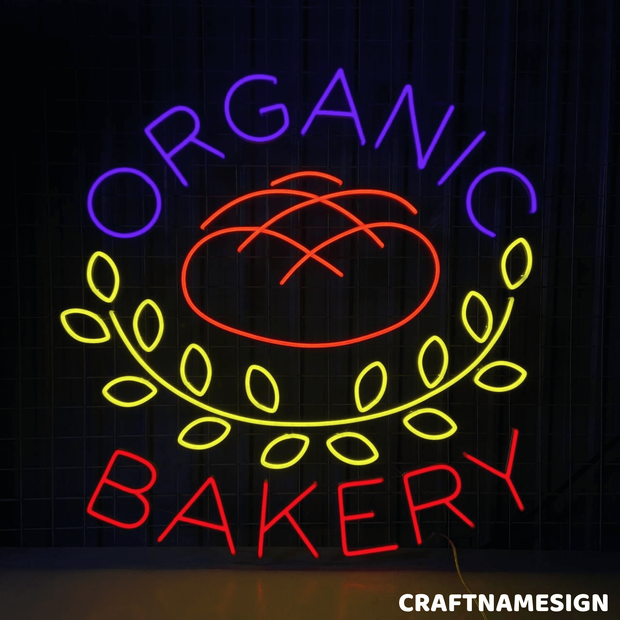 Craftnamesign Organic Bakery Neon Light, Open Sign For Bakery Bread ...