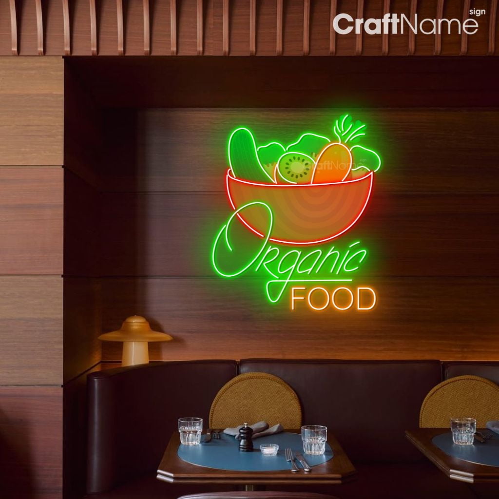 Craftnamesign Organic Food Neon Light for Healthy Food Shop Decor ...