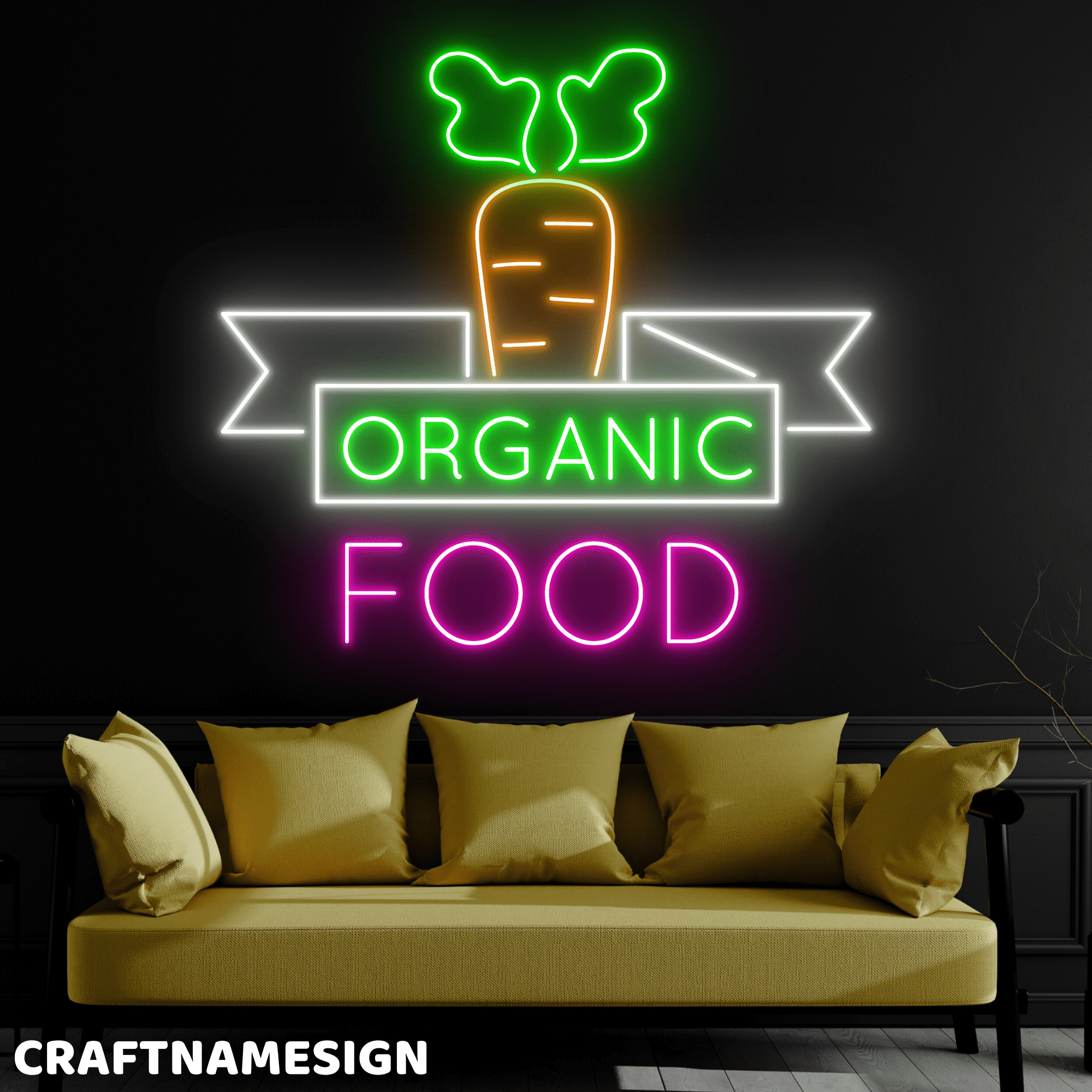 Craftnamesign Organic Food Neon Sign, Fresh Fruit Wall Sign, Vegetables ...