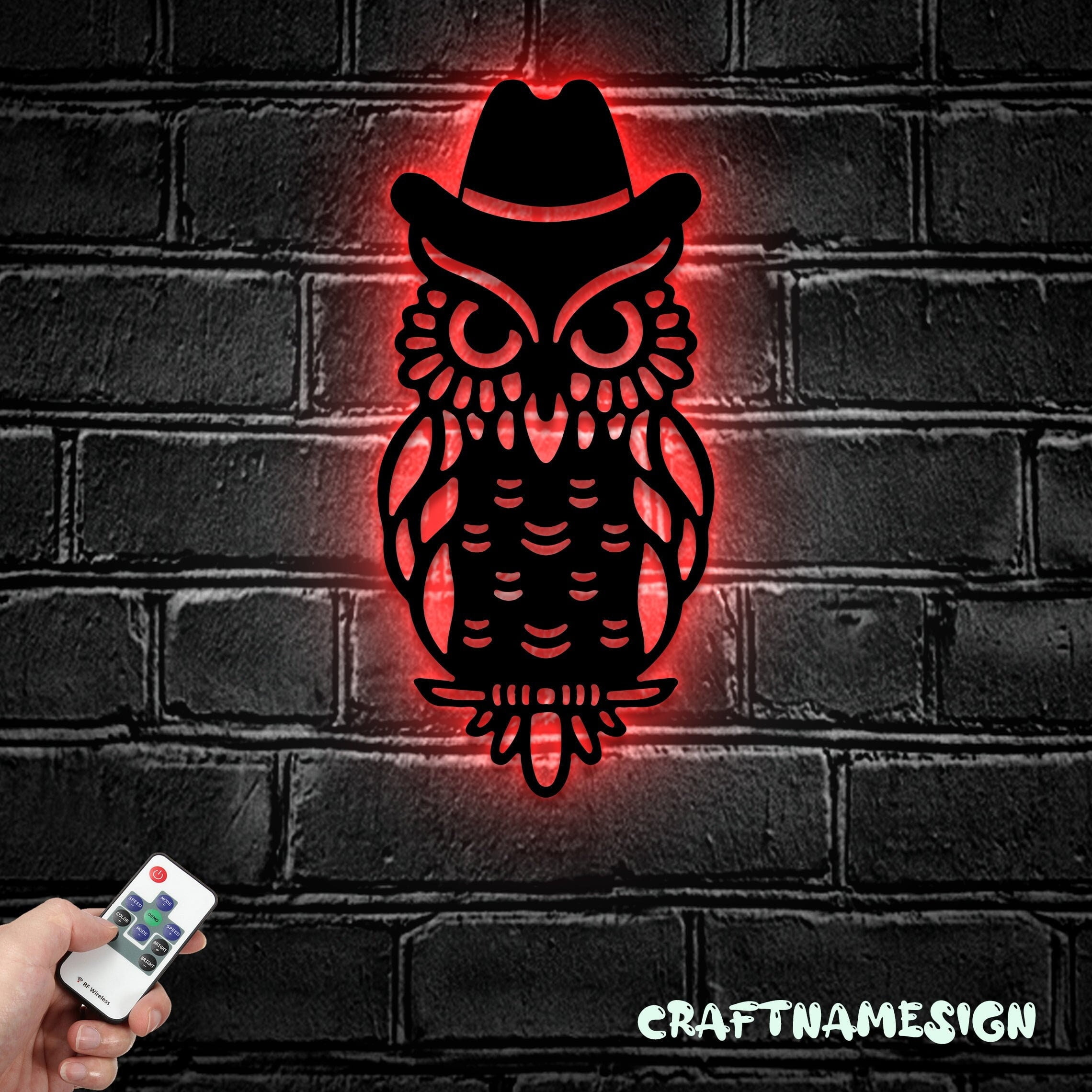 Craftnamesign Owl Metal Wall Art with LED Light, Owl Lover Sign Home ...
