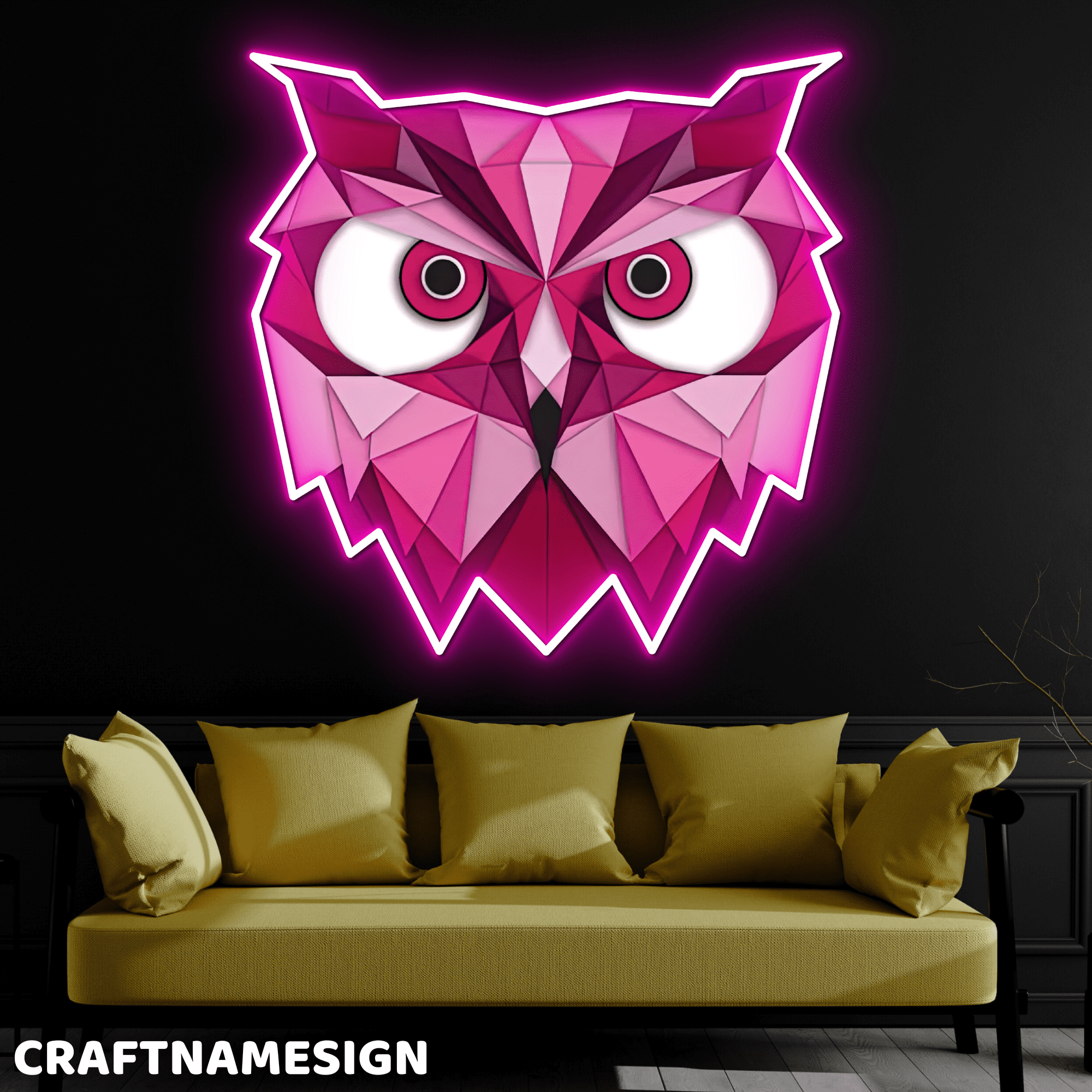 Craftnamesign Owl Neon Decal, Bedroom Wall Art, Living Room Wall Decor ...