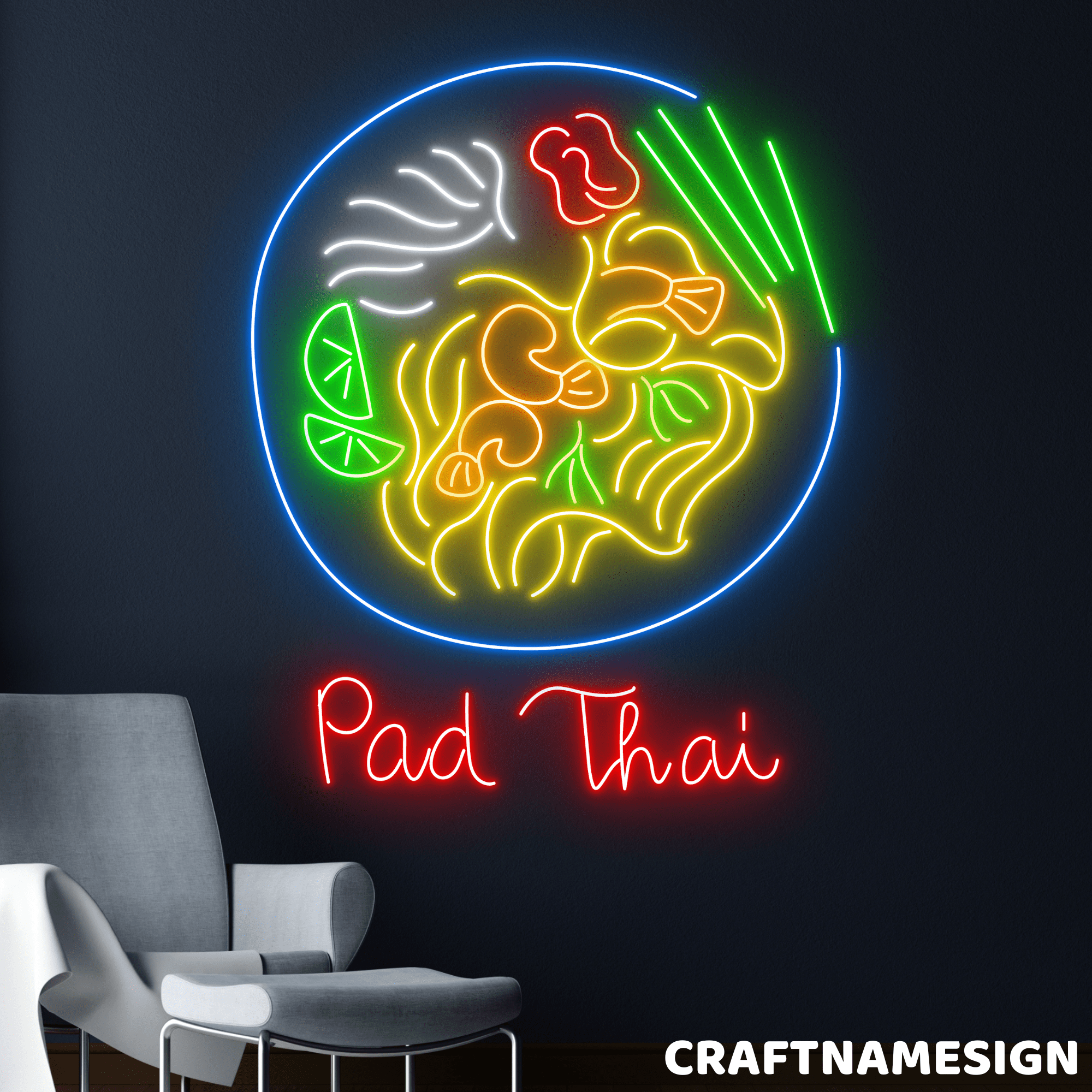 Craftnamesign Pad Thai Sign, Thailand Food Wall Decor, Restaurant Wall ...